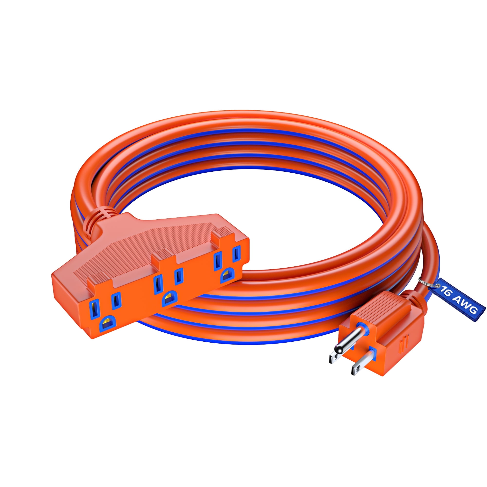 Extension Cord 15 ft, SJTW Extension Cord with Multiple Outlets, 16 ...