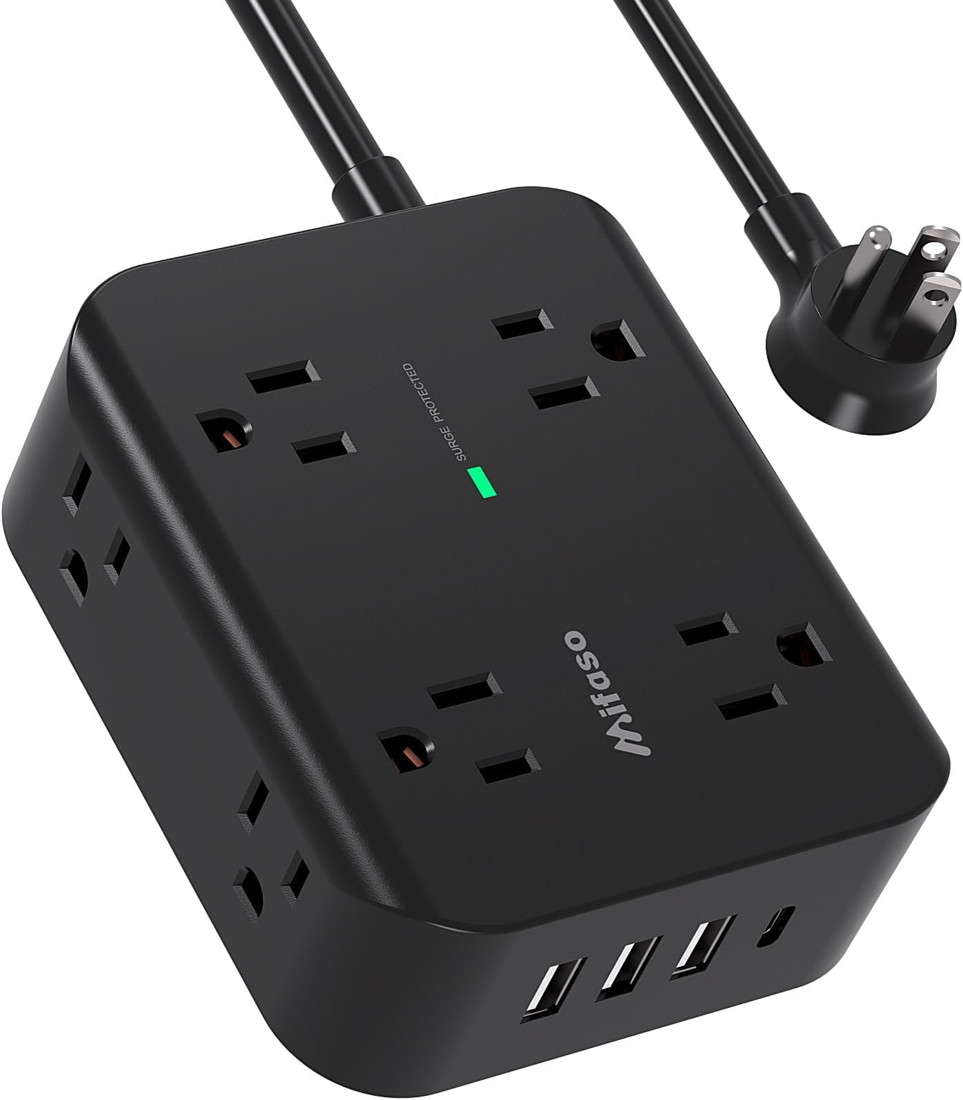 Extension Cord 15FT - 8 Outlets Power Strip Surge Protector with Ports ...