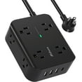 Extension Cord 15FT - 8 Outlets Power Strip Surge Protector with Ports ...