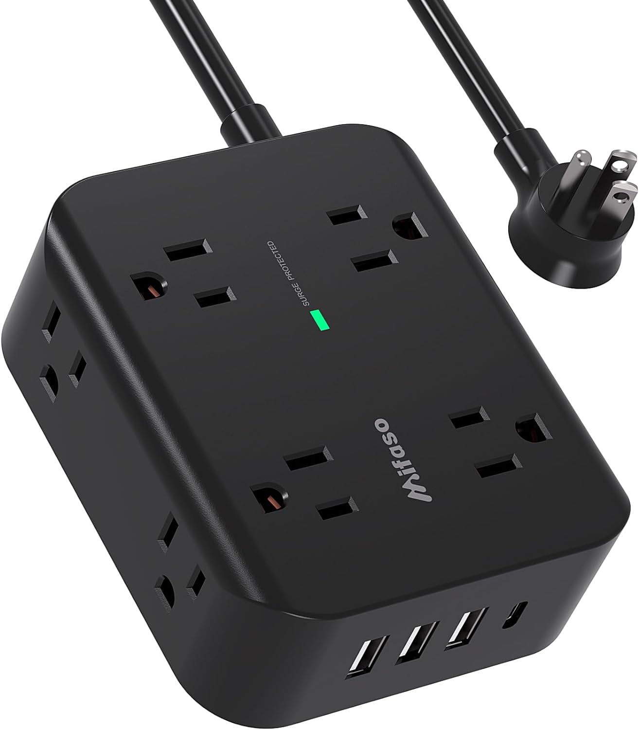 Extension Cord 15FT - 8 Outlets Power Strip Surge Protector with USB ...
