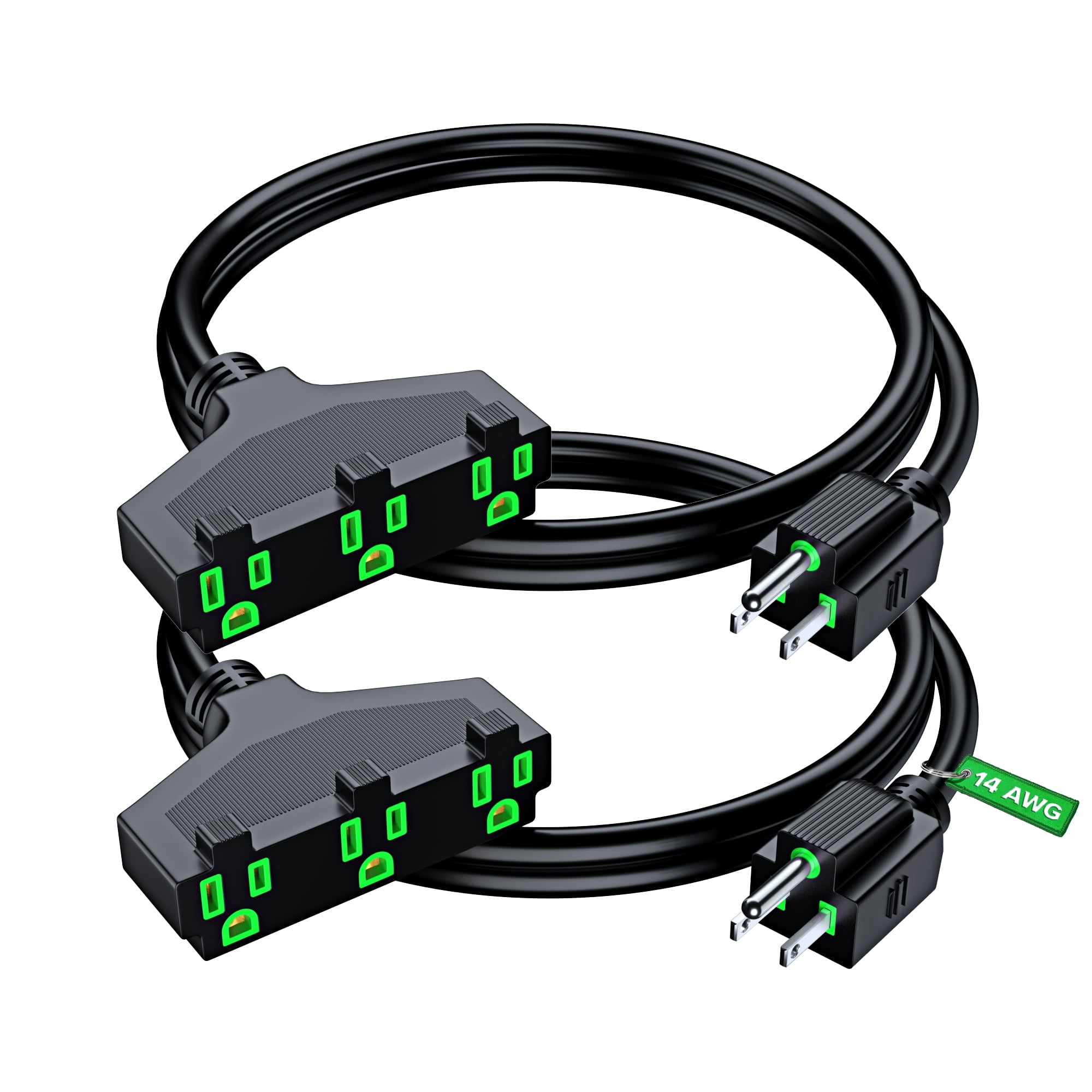 Extension Cord 2 Feet, SJTW Extension Cord with Multiple Outlets, 14 ...