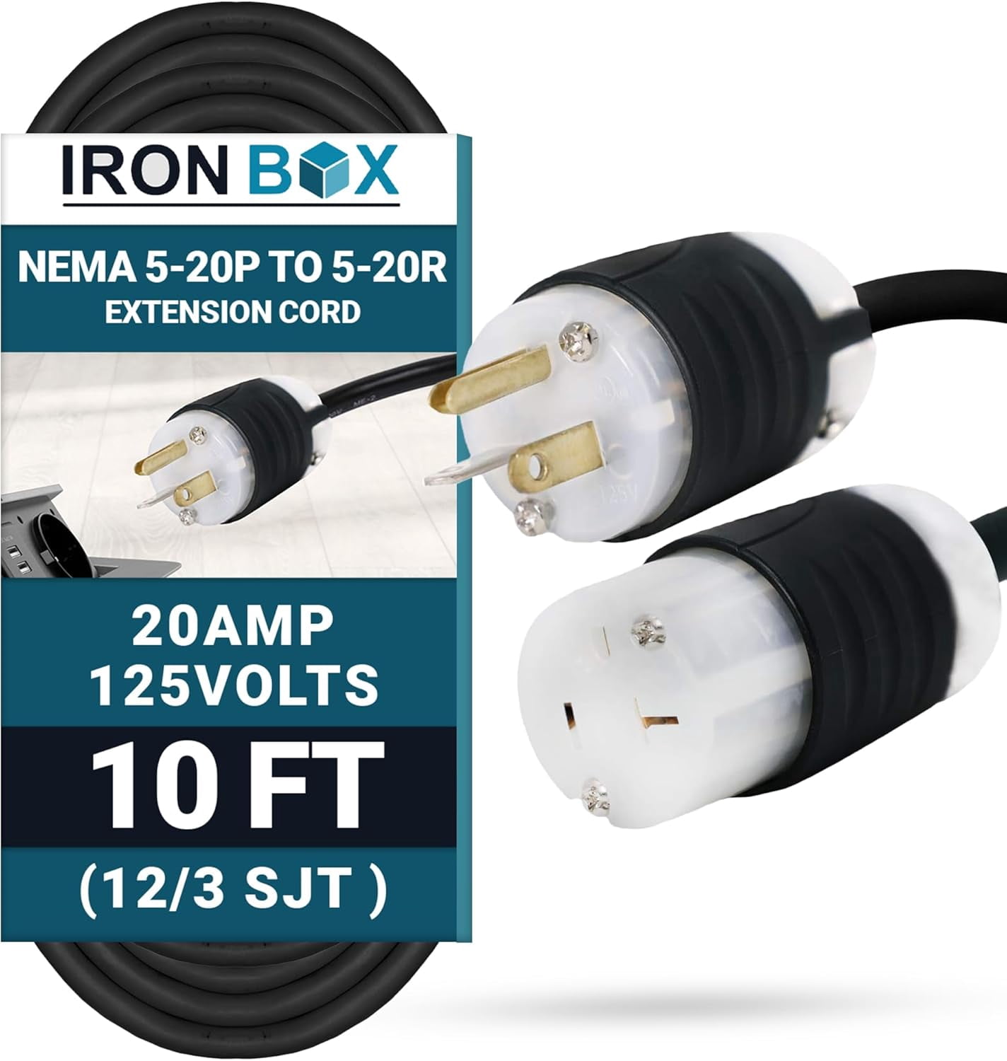 Extension Cord - 20A, 125V, 12/3 SJT - Heavy Duty Outdoor Generator ...