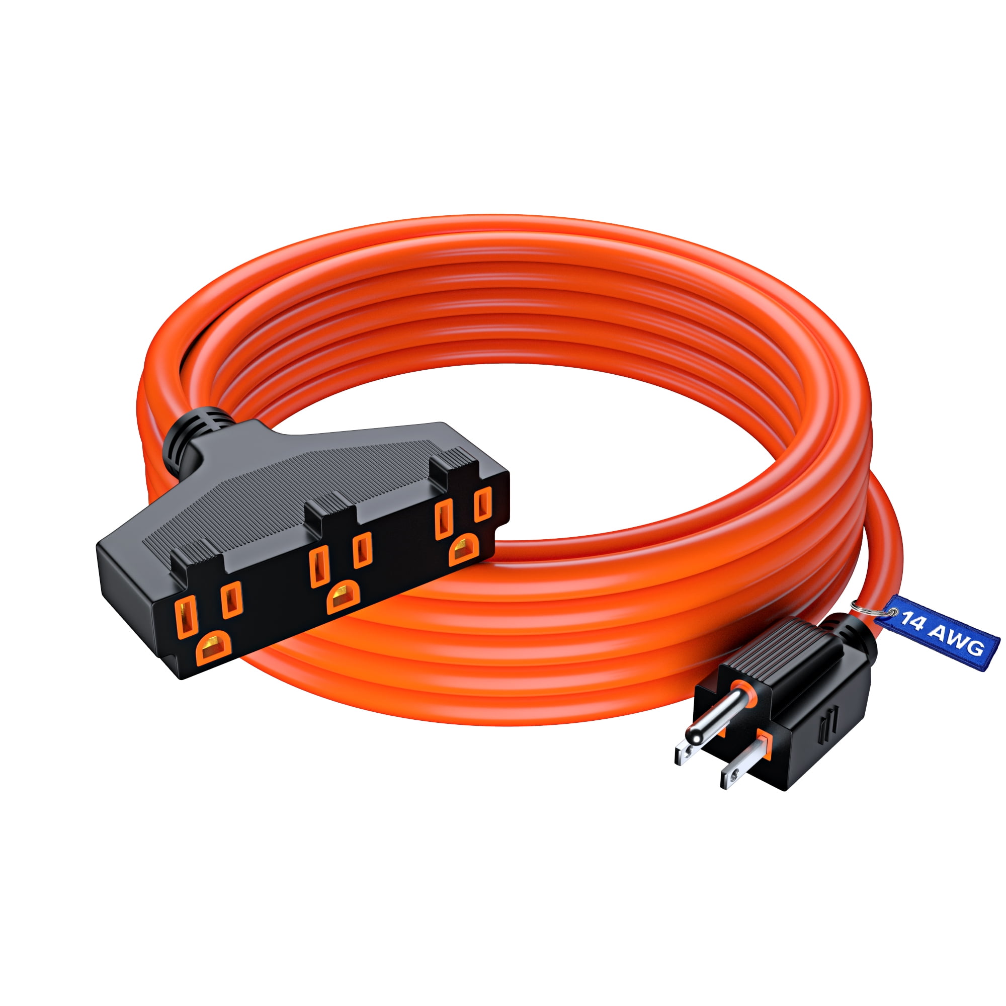 Extension Cord 25 Feet, SJTW Extension Cord with Multiple Outlets, 14 ...