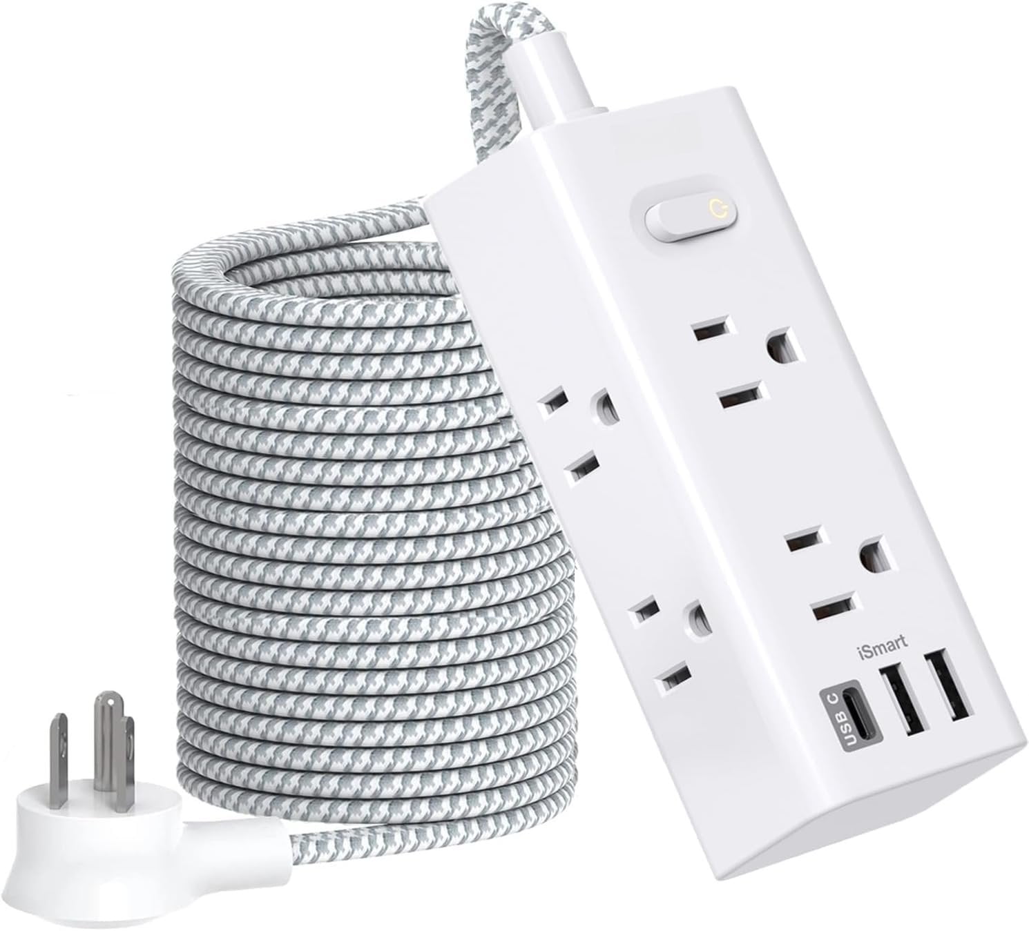 Extension Cord 25 Ft, Power Strip Surge Protector with 6 Widely Outlets ...