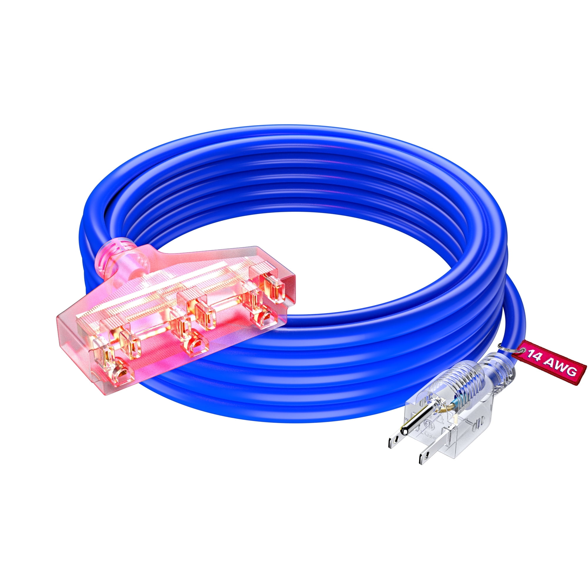 Extension Cord 25 ft, Extension Cord with Multiple Outlets, SJTW 14 ...