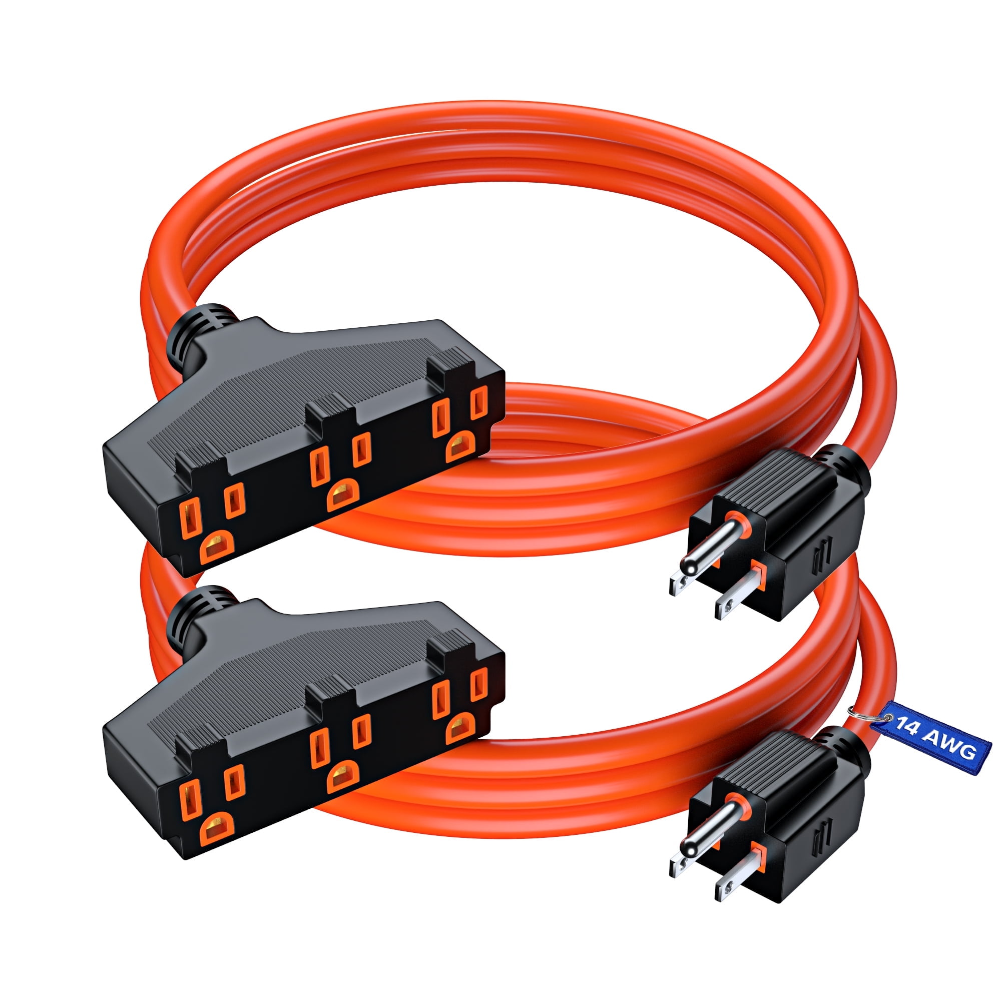 Extension Cord 3 Feet, SJTW Extension Cord with Multiple Outlets, 14 ...