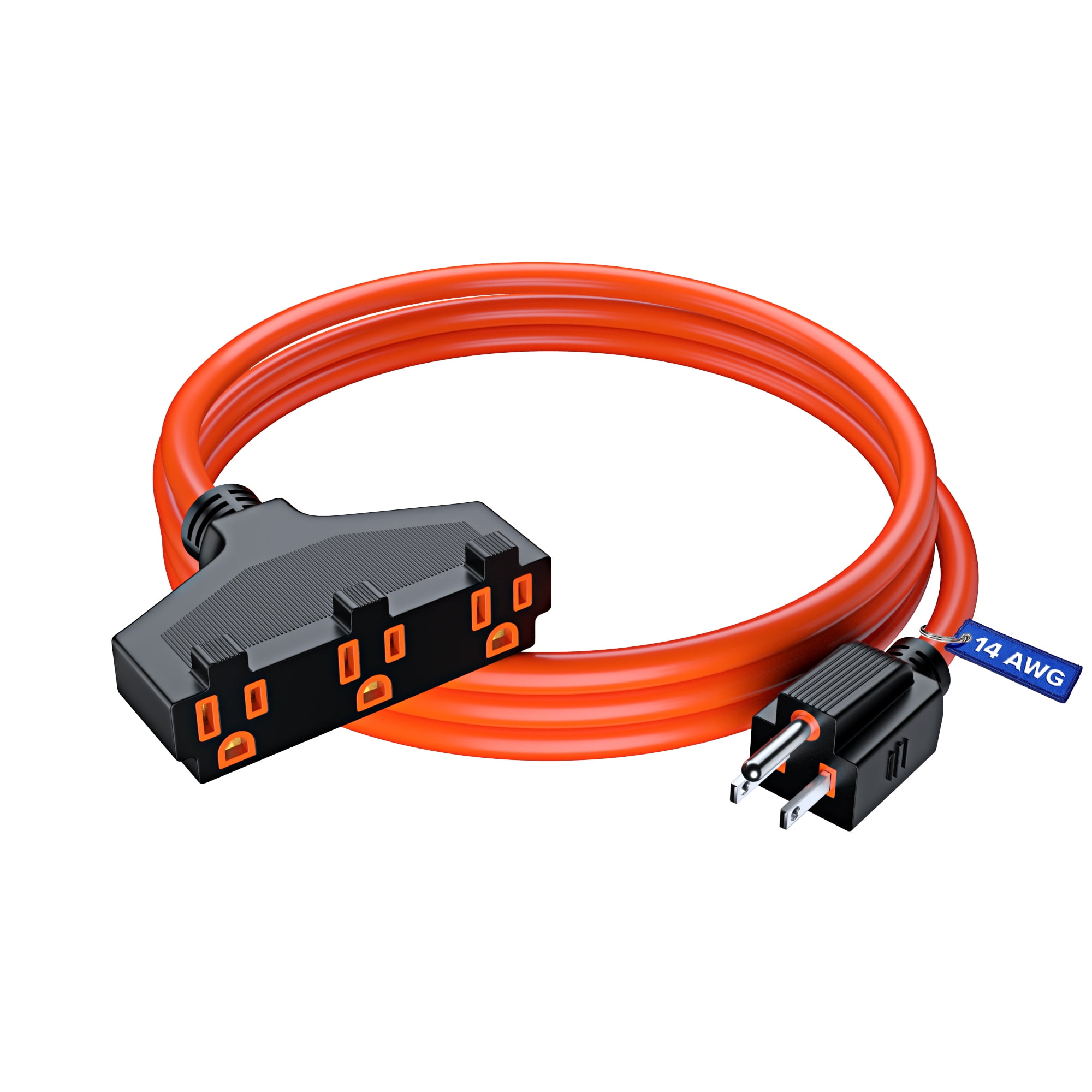 Extension Cord 3 Feet, SJTW Extension Cord with Multiple Outlets, 14 ...