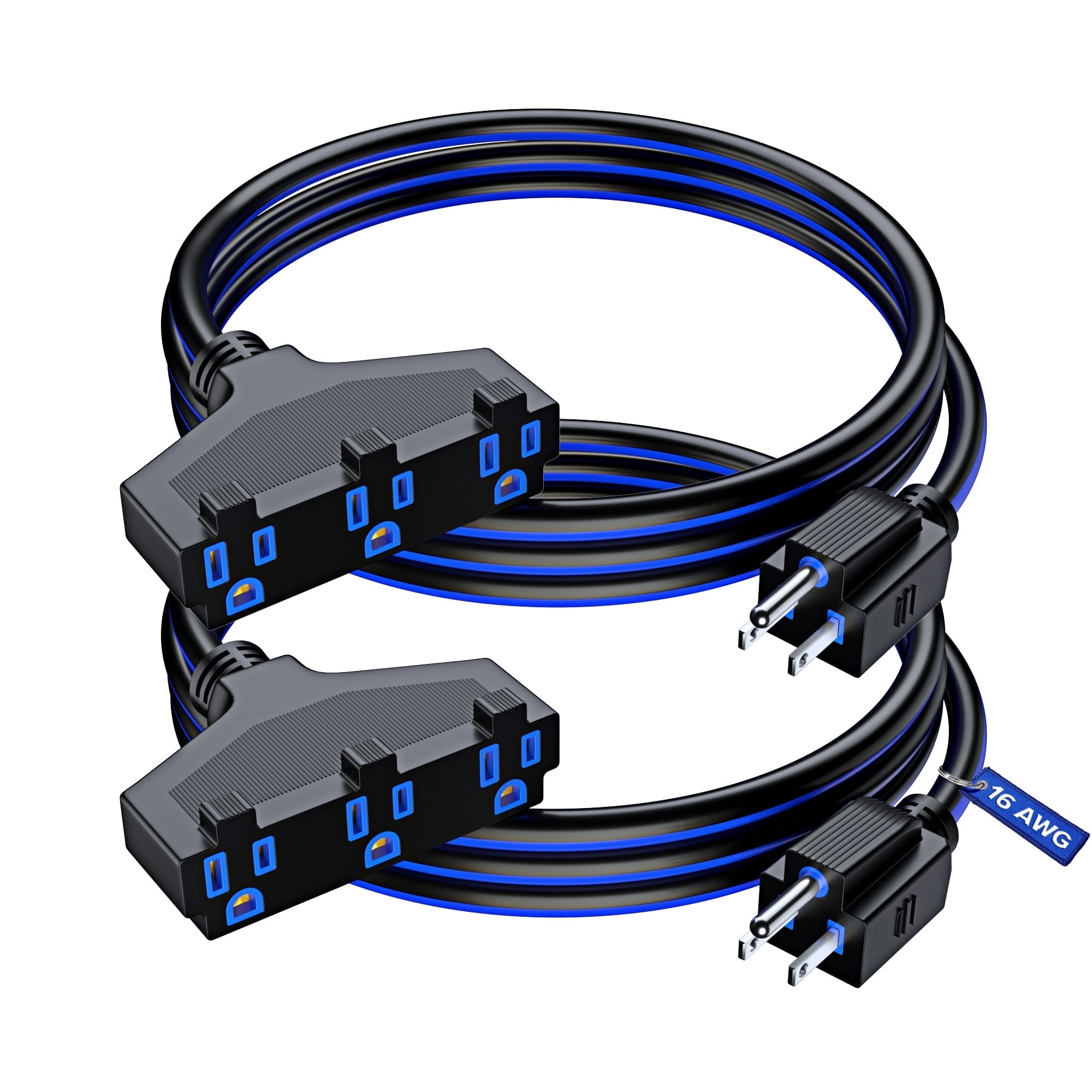 Extension Cord 3 ft, (2-Pack) SJTW Extension Cord with Multiple Outlets ...