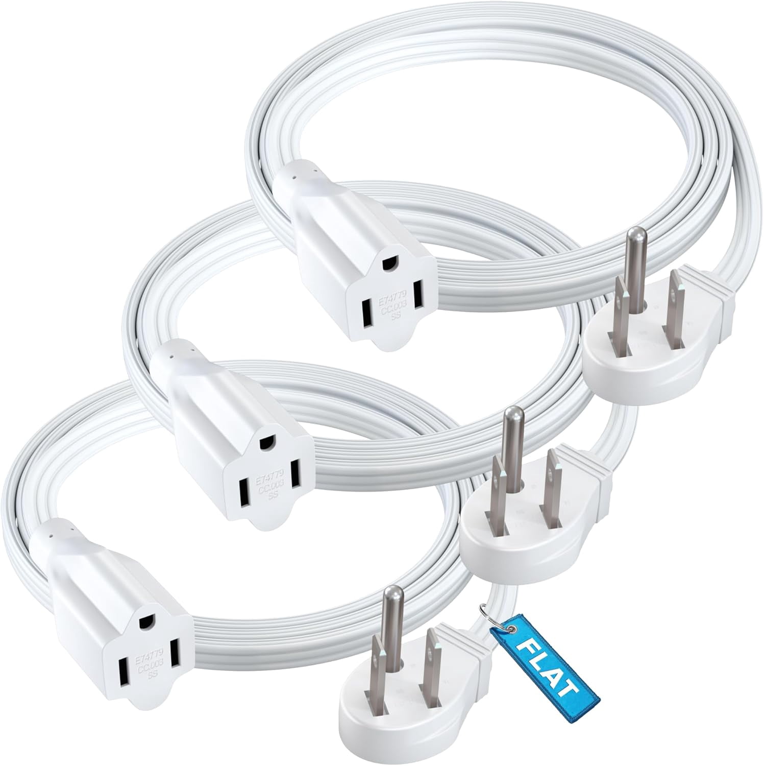 Extension Cord (4 Feet) 1 Outlet Flat Wire, 3-Prong 45° Angled Flat ...
