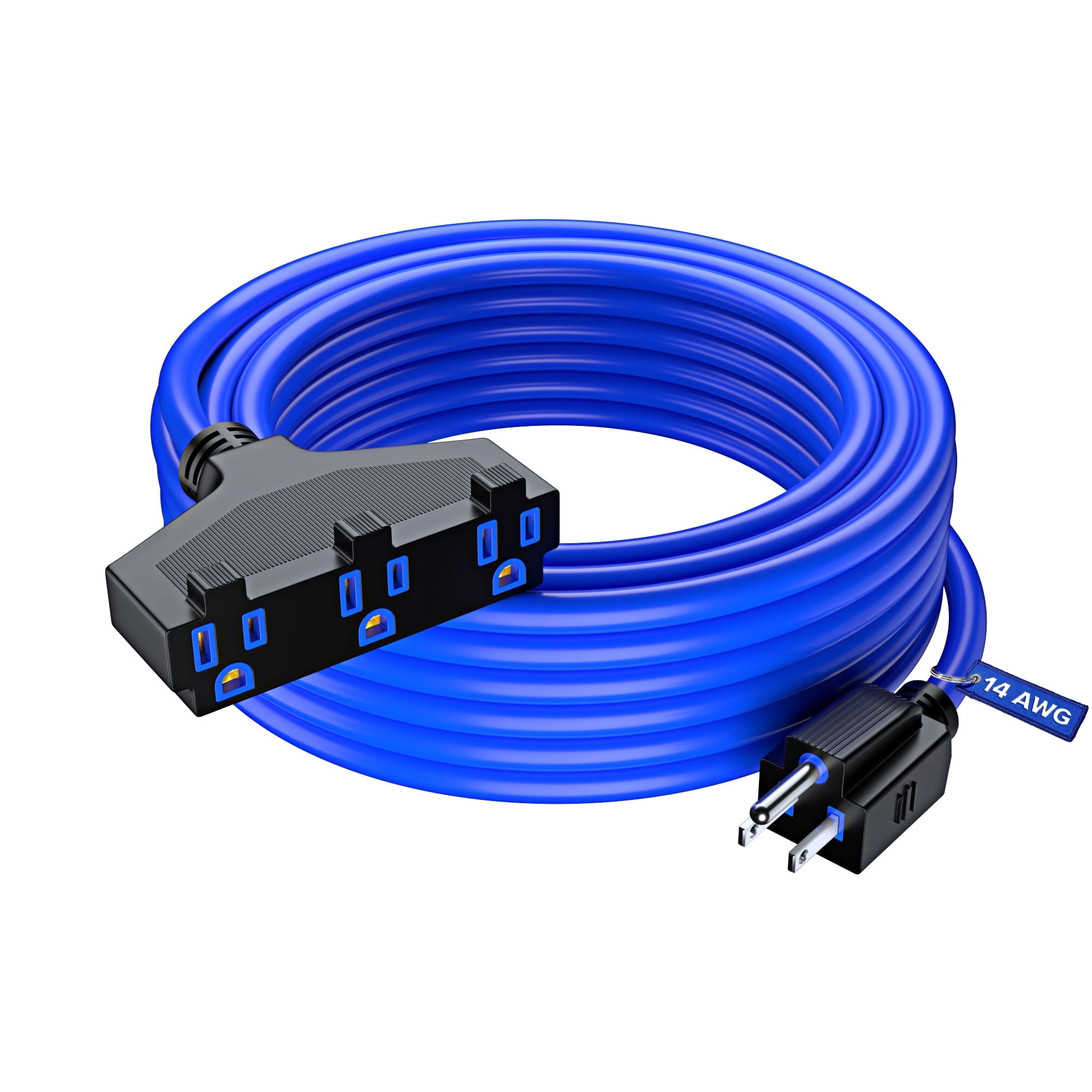 Extension Cord 50 Feet, SJTW Extension Cord with Multiple Outlets, 14 ...