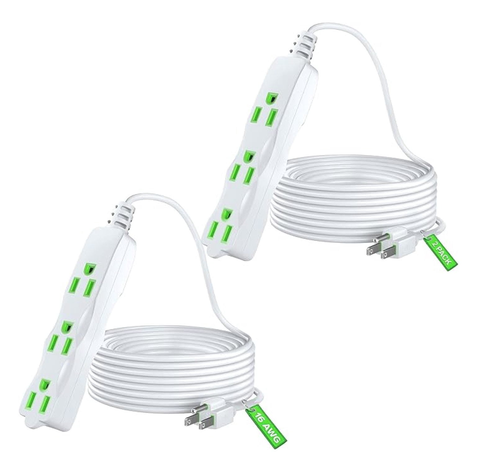 Extension Cord 50 ft (2 Pack), Extension Cord with Multiple Outlets (3 ...