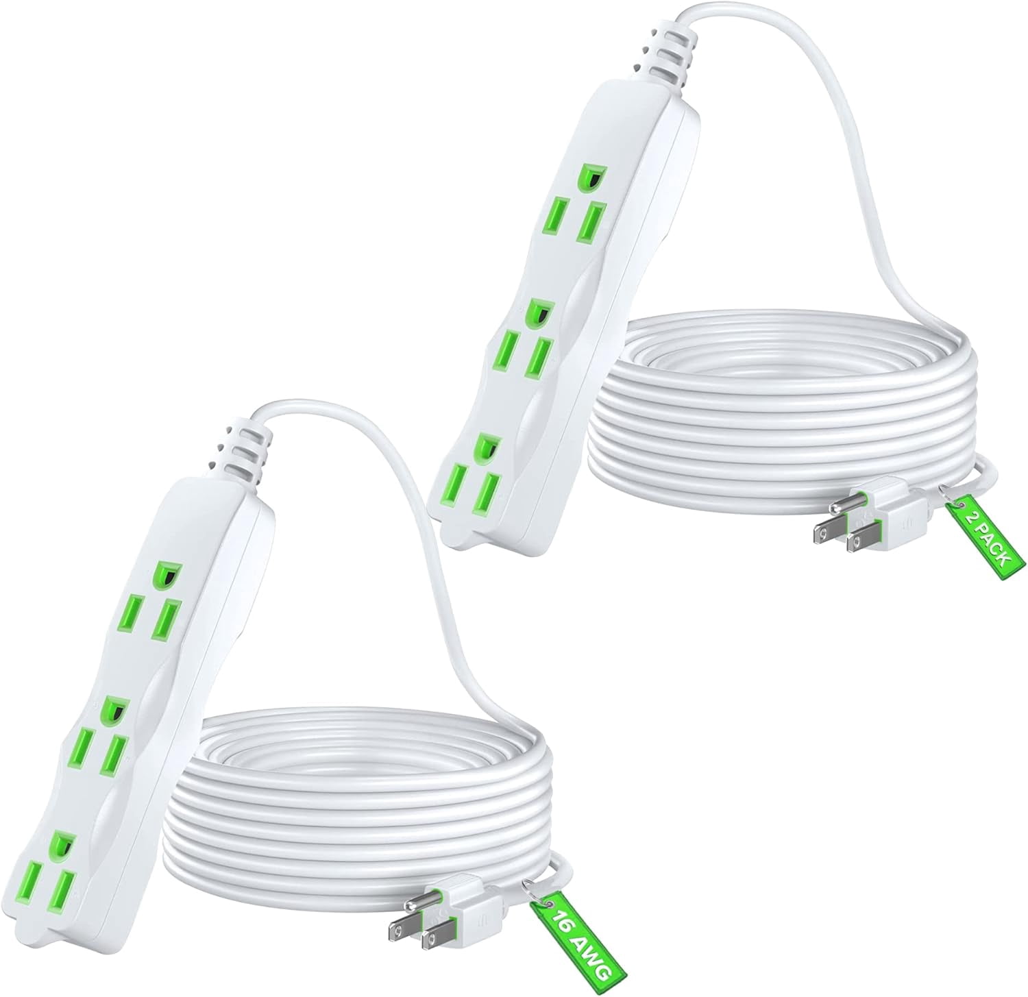 Extension Cord 50 ft (2 Pack), Extension Cord with Multiple Outlets (3 ...