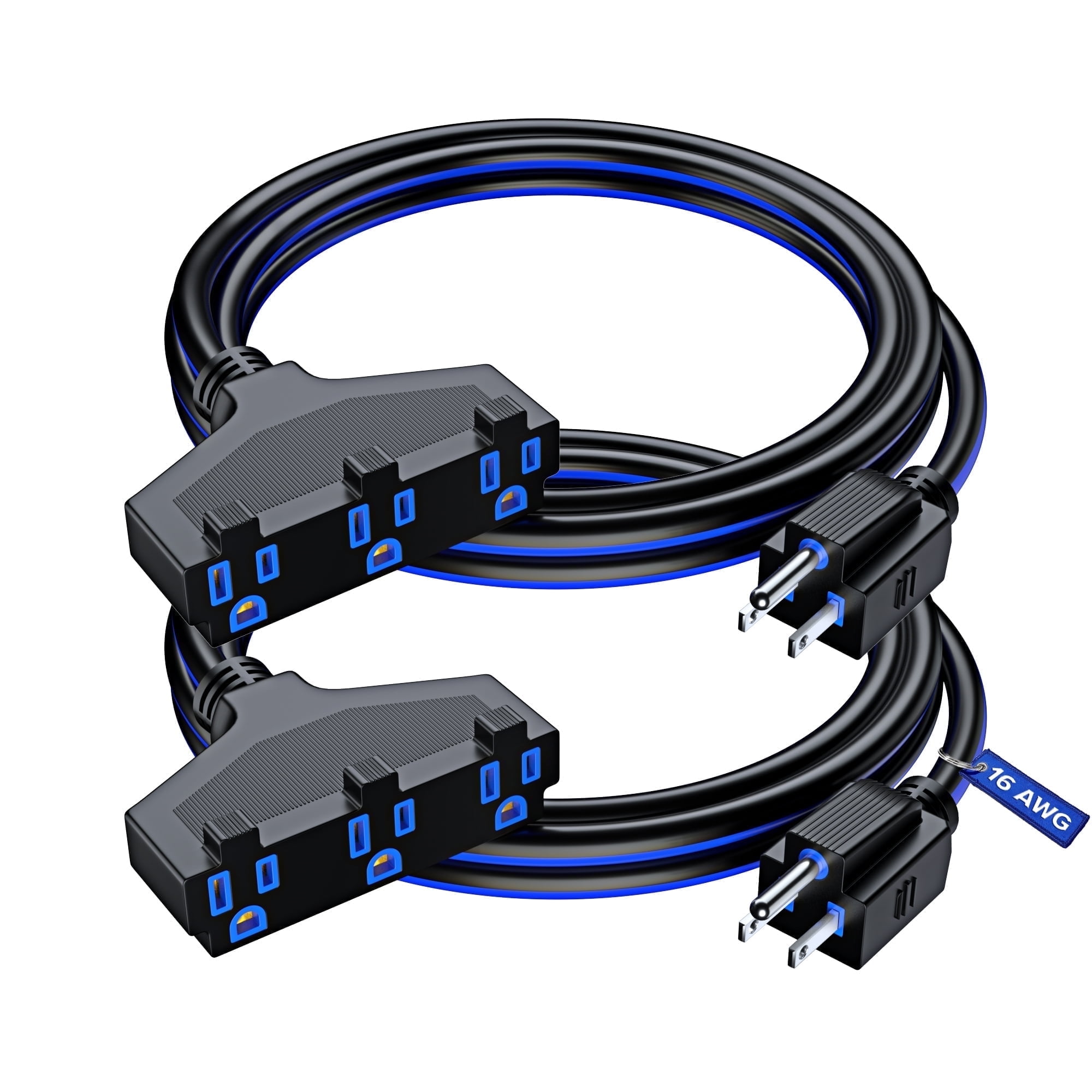 Extension Cord 6 ft, (2-Pack) SJTW Extension Cord with Multiple Outlets ...