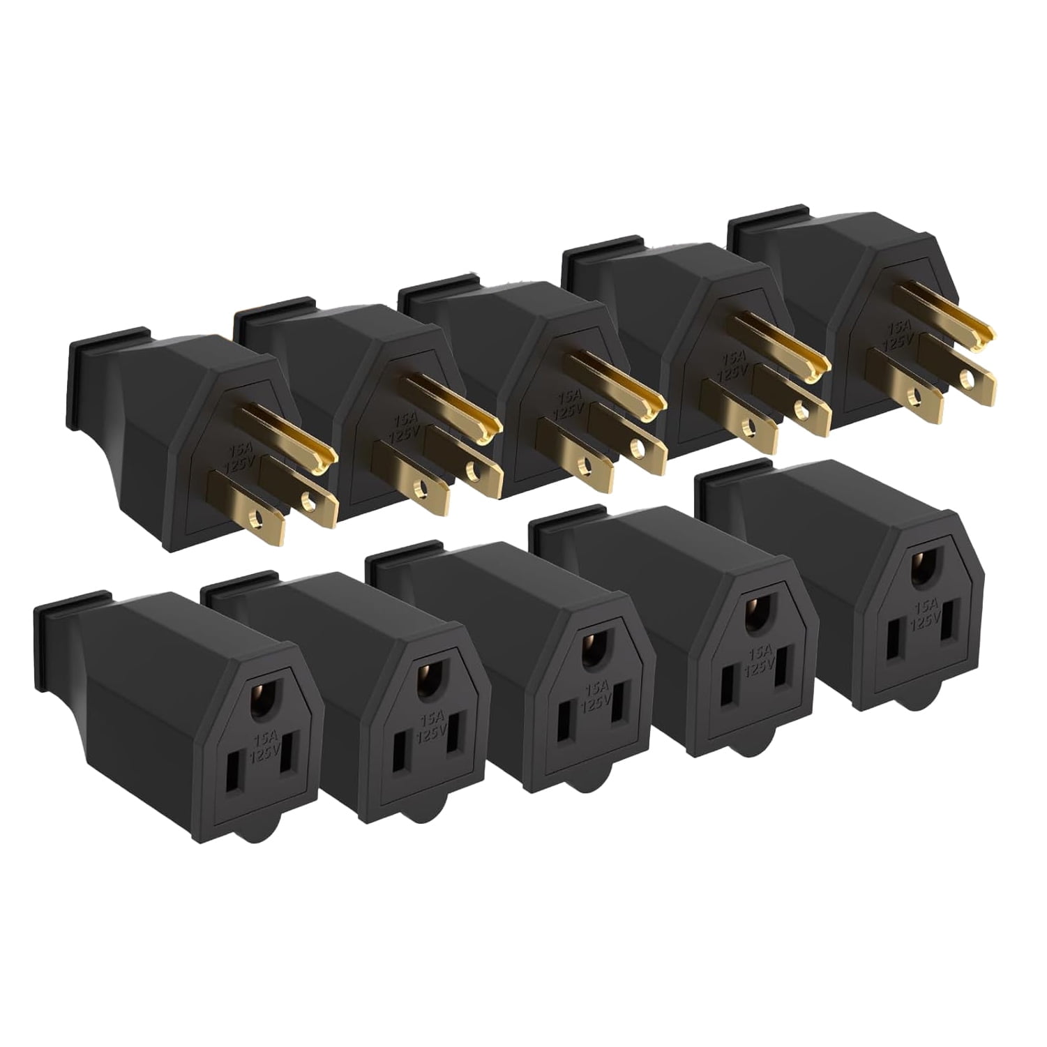 Extension Cord Ends 125V 15A 2Pole 3Wire Male Plug and Female Connector ...