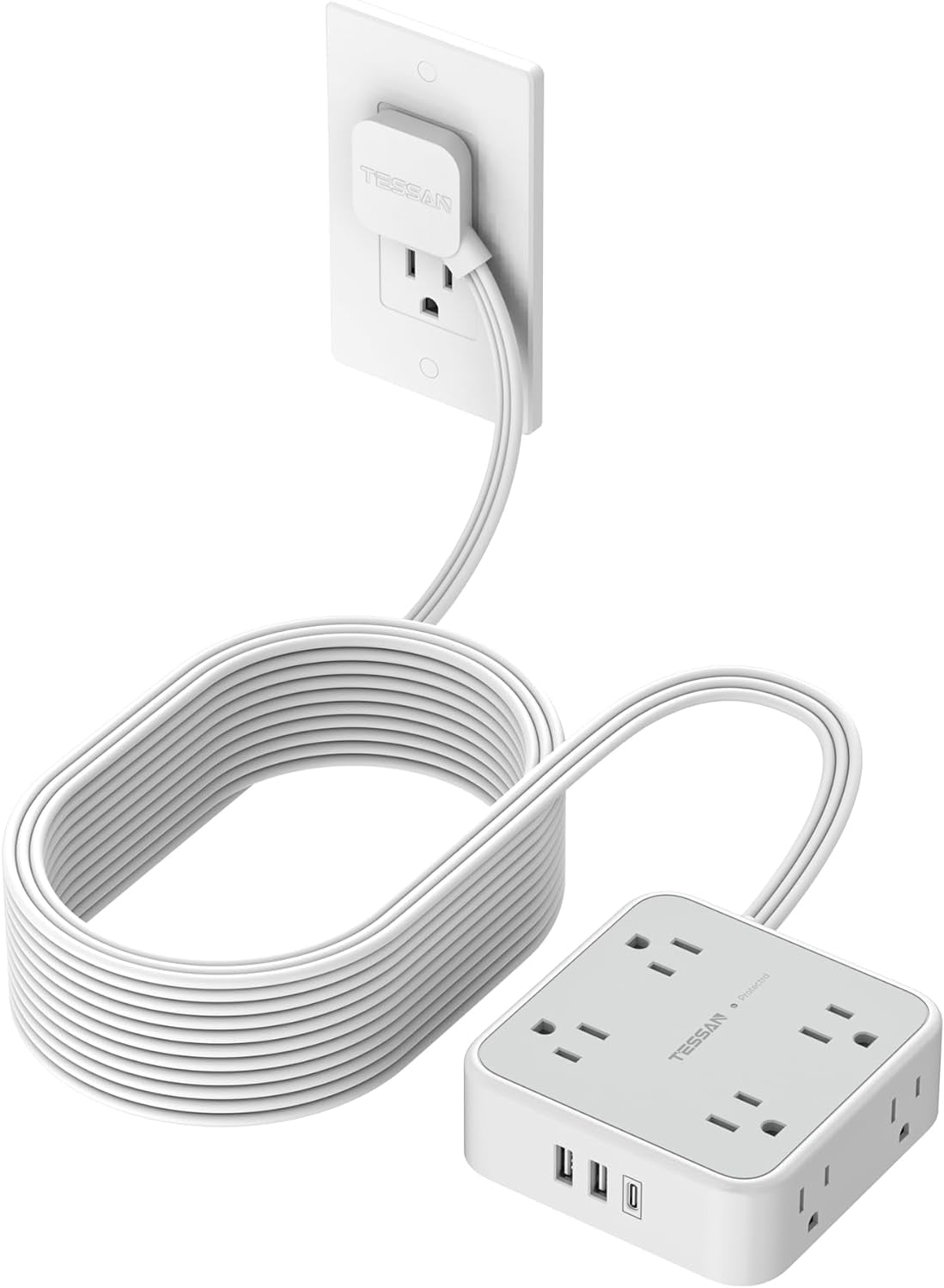 Extension Cord with Multiple Outlets, 10 FT Surge Protector Power Strip ...