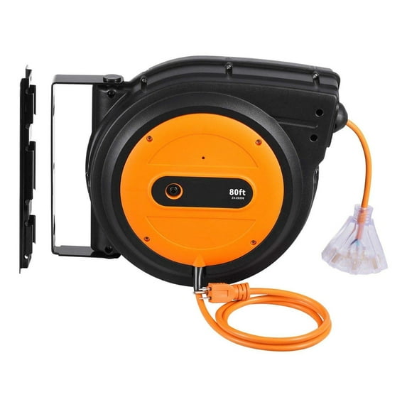 Extension Cord Reel 80FT - Heavy Duty Retractable Power Cord Reel 12AWG ...