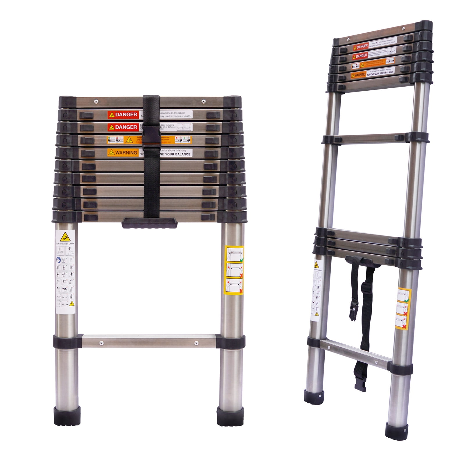 Extension Ladder 10.5ft 3.2M Stainless Steel Telescoping Ladder Home ...