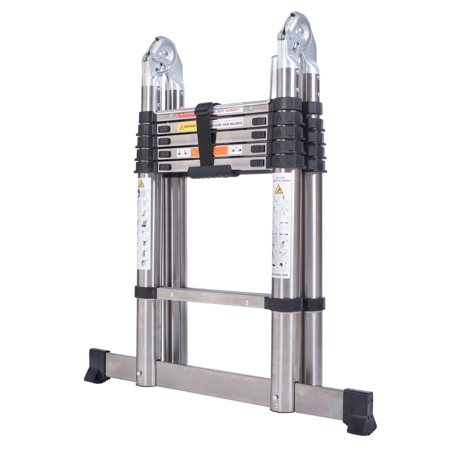 Extension Ladder 12.5ft A-Frame 6+6 Steps Heavy Duty Stainless Steel ...