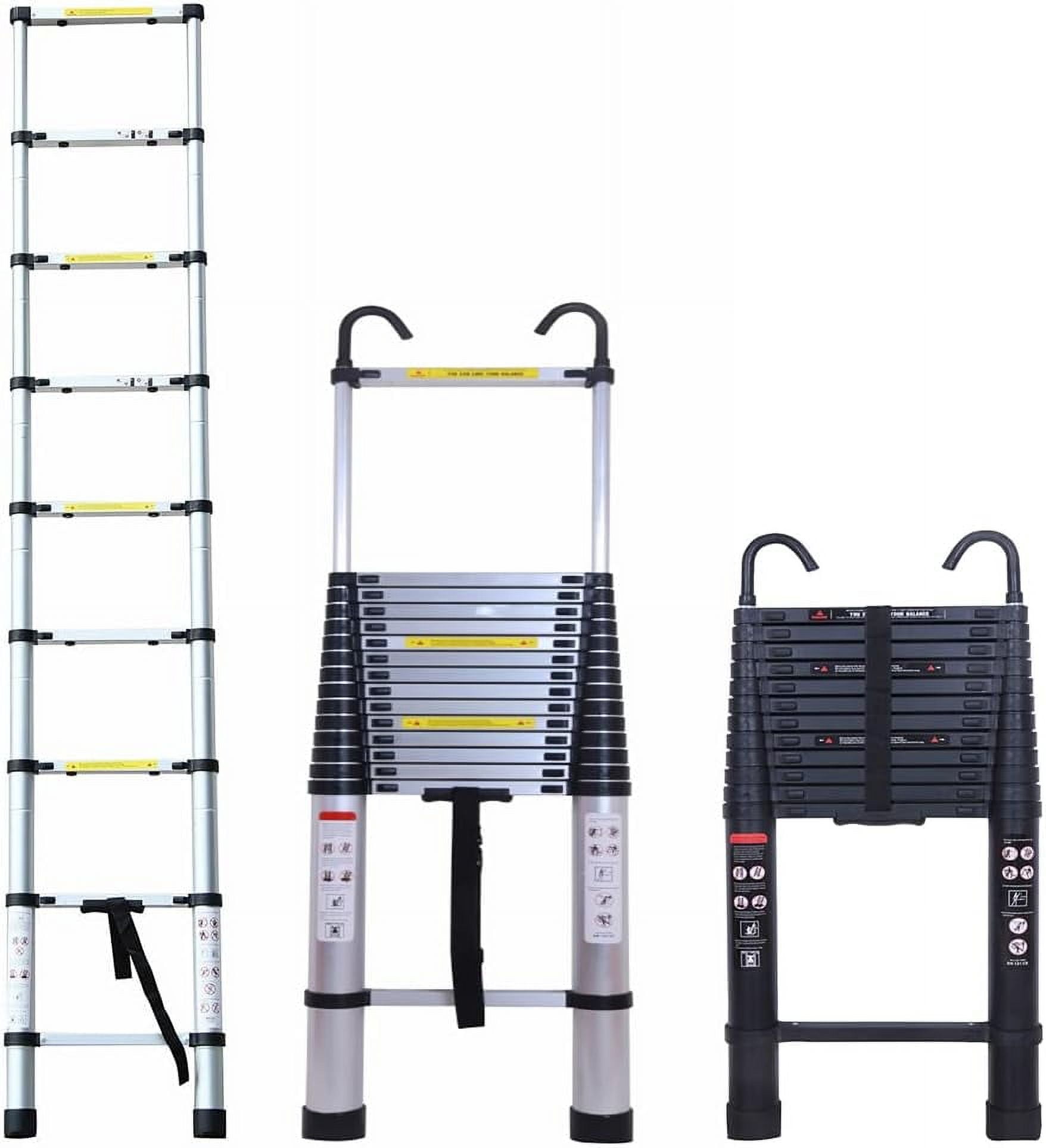 Extension Ladder 12.5ft Telescoping Folding Multi-Purpose Aluminum ...