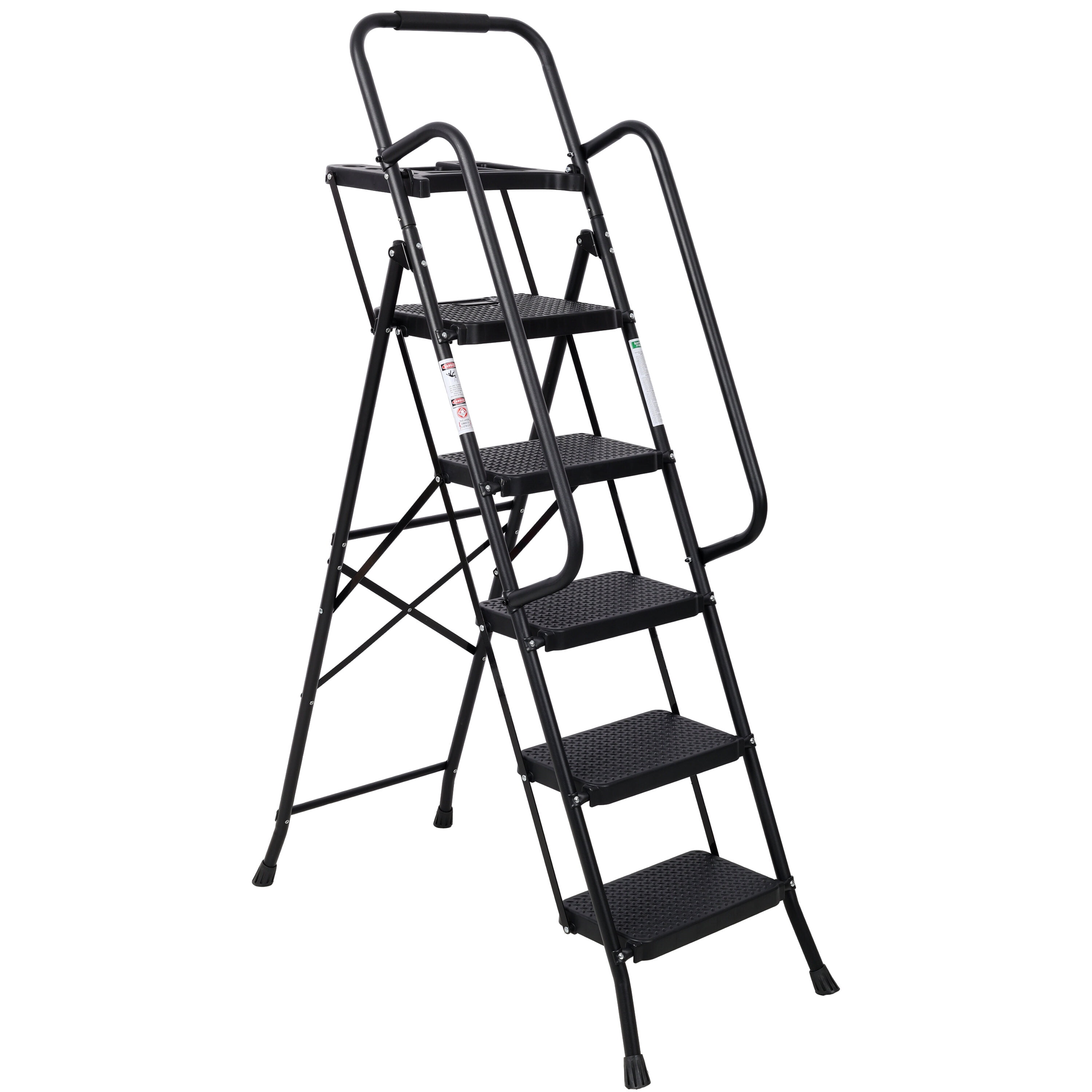 Extension Ladder, 5 Step Ladder, Folding Step Stool with Wide Anti-Slip ...