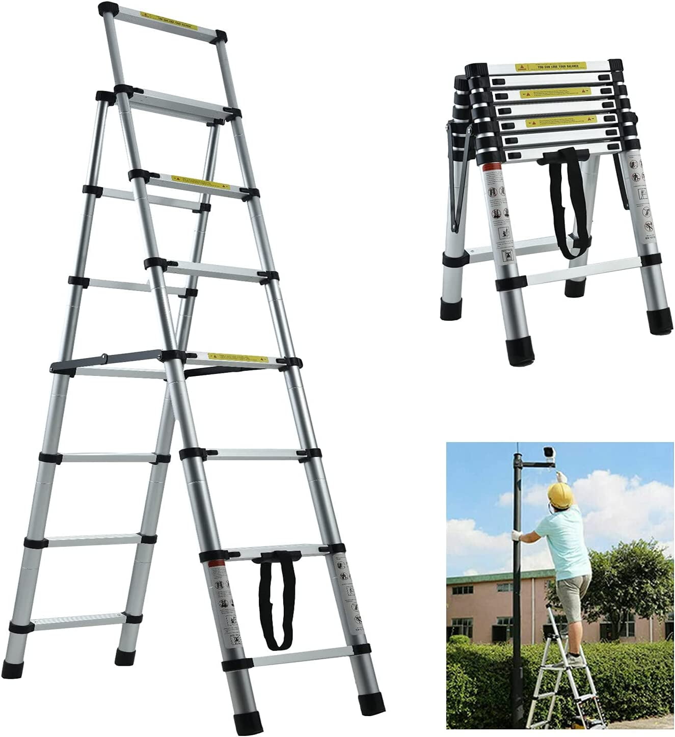 Extension Ladder 6+7 Step Ladders for Home Aluminium Herringbone Ladder ...