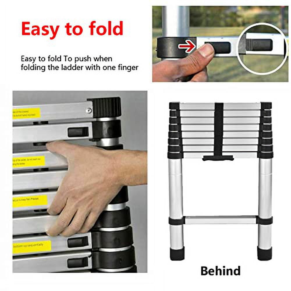 Extension Ladder, 8.5 FT Aluminum Telescoping Ladder, Lightweight ...