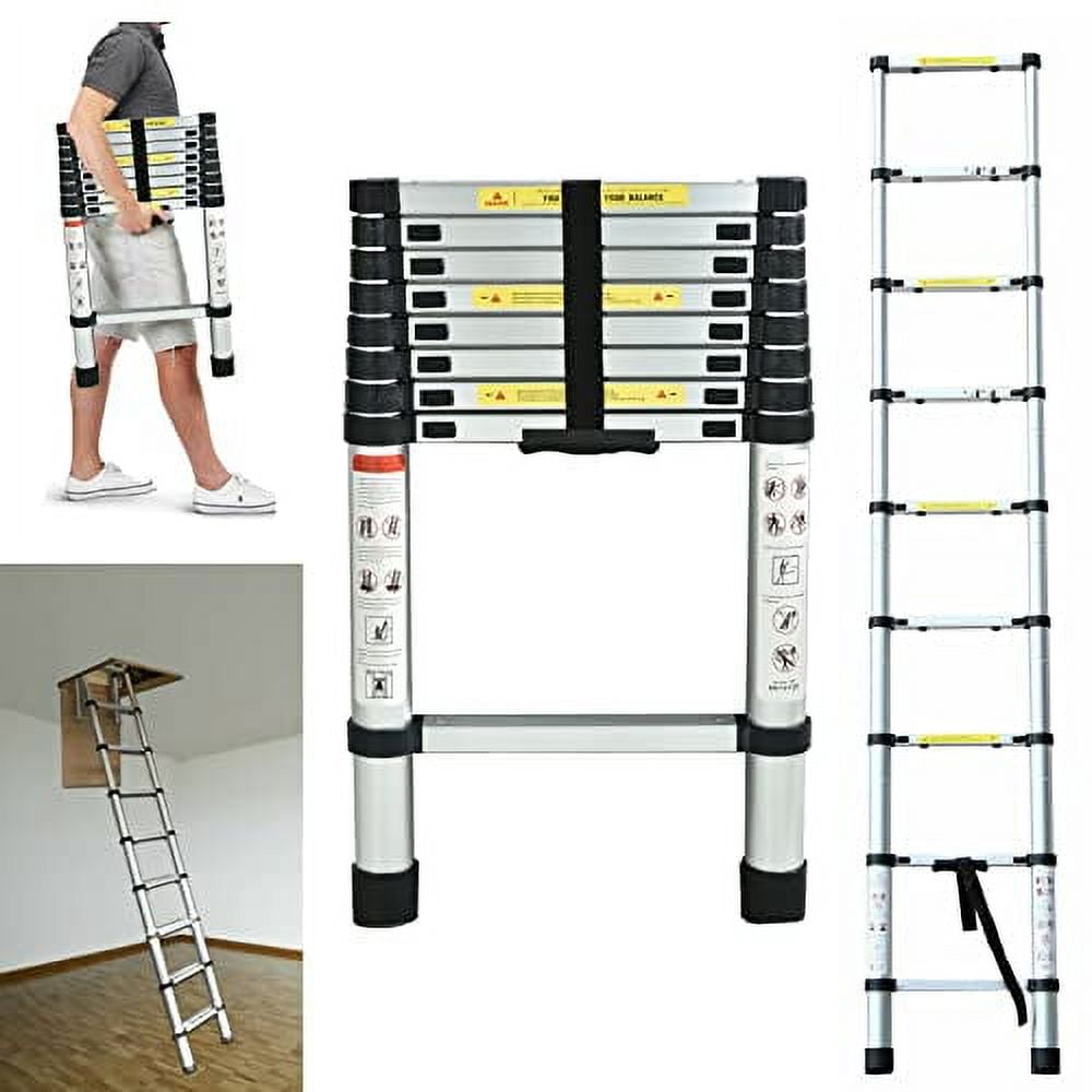 Extension Ladder, 8.5 FT Aluminum Telescoping Ladder, Lightweight ...