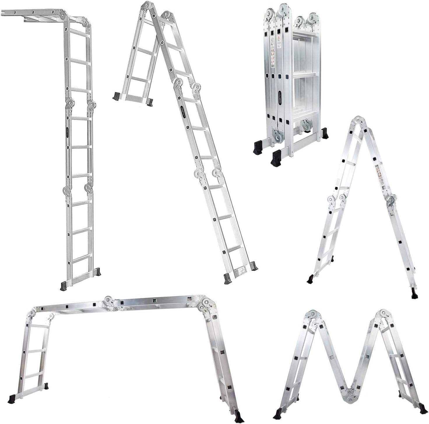 Extension Ladder, LUISLADDERS Folding Ladder 12.5 FT Multi-Purpose ...