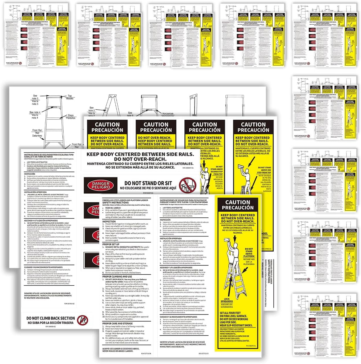 Extension Ladder Safety Label Kit with Replacement Stickers for Step ...