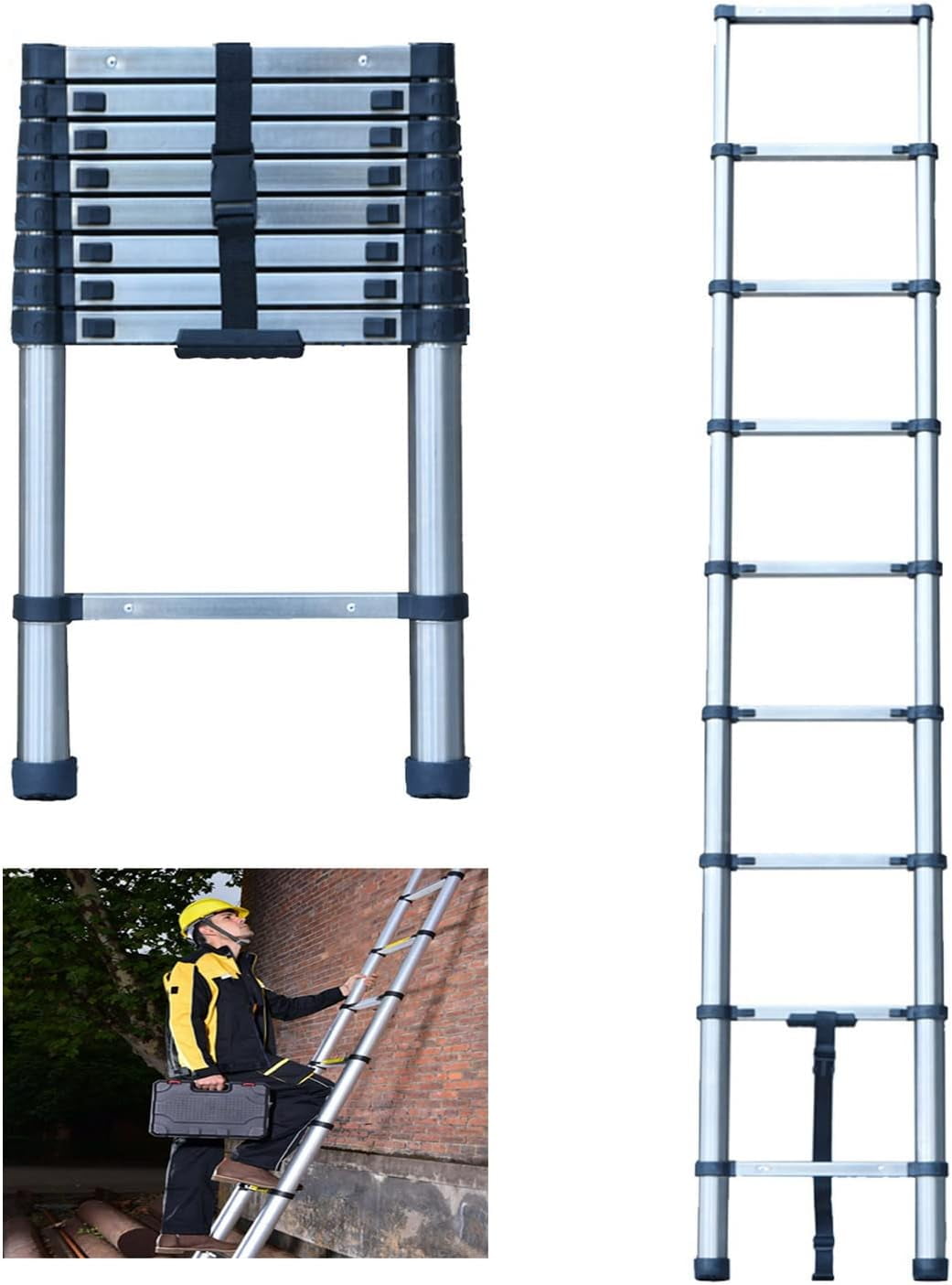 Extension Ladder Telescoping Ladder 8.5 FT Telescopic Ladder Stainless ...