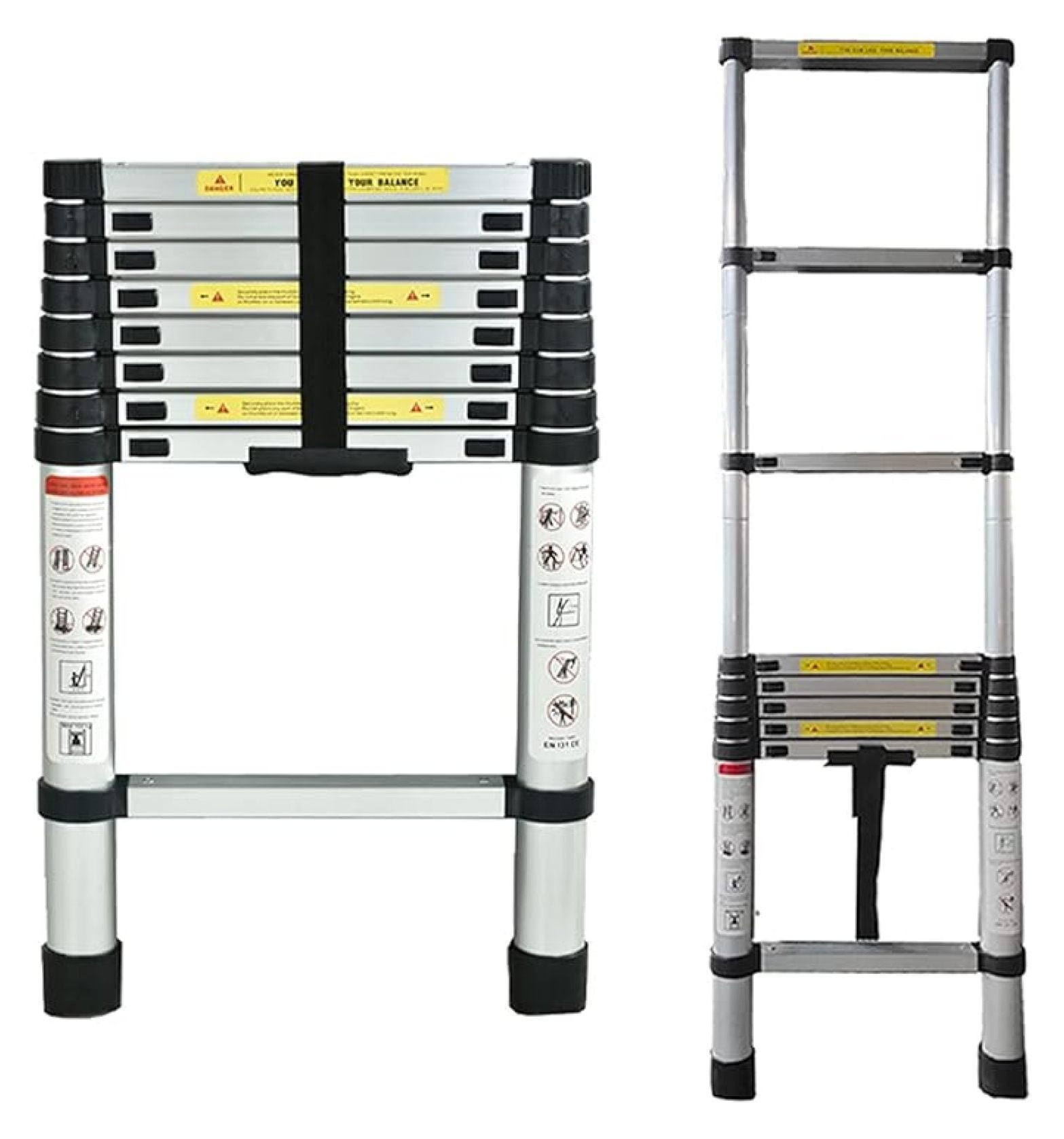 Extension Ladder Telescoping Ladder 8.5FT Aluminum Straight Ladder Home ...