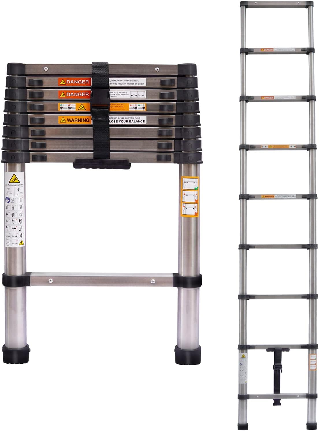 Extension Ladder Telescoping Ladder 8.5FT Ladders for Home, Collapsible ...