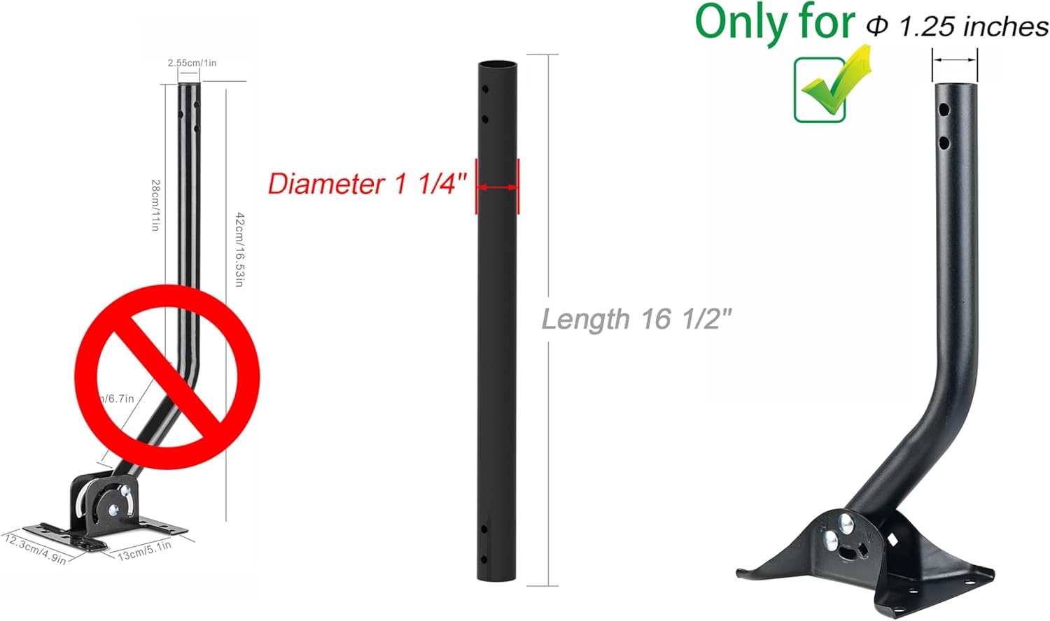 Extension Pole - Easy Installation, Solid Structure, Weather Proof (1 1 ...