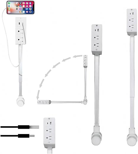 Extension and Rotation Outlet with USB-A, USB-C and 2 AC Outlets ...