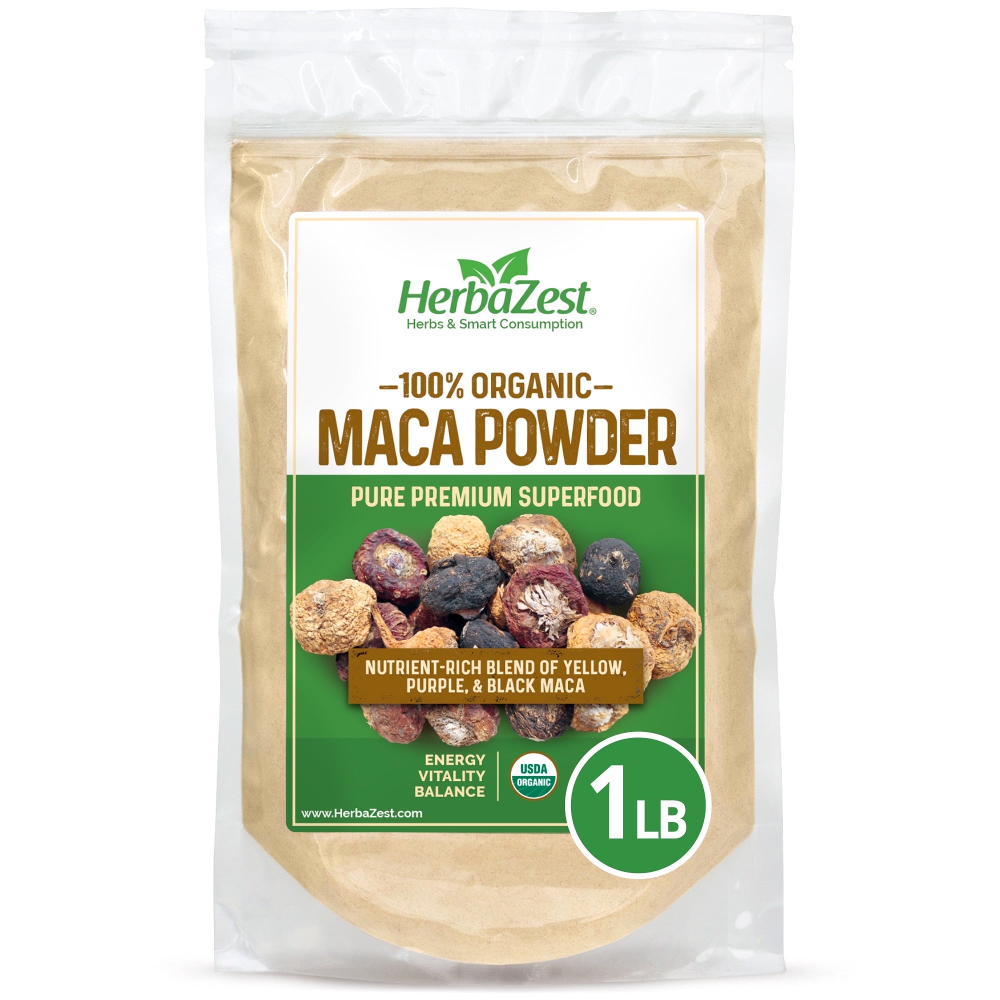 HerbaZest Organic Maca Powder | 1 lb | Vegan & Gluten Free | Premium ...