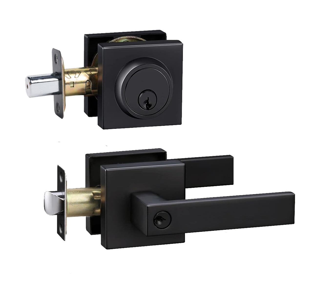Exterior Door Lock Set,Front Door Handle with Single Cylinder Deadbolt ...