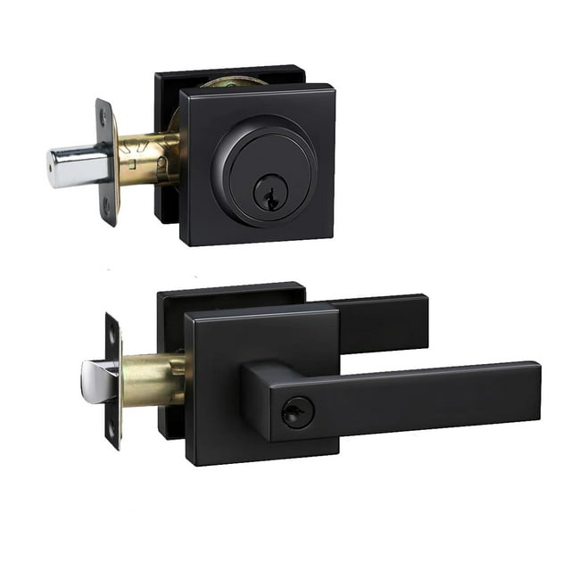Exterior Door Lock Set,Front Door Handle with Single Cylinder Deadbolt ...
