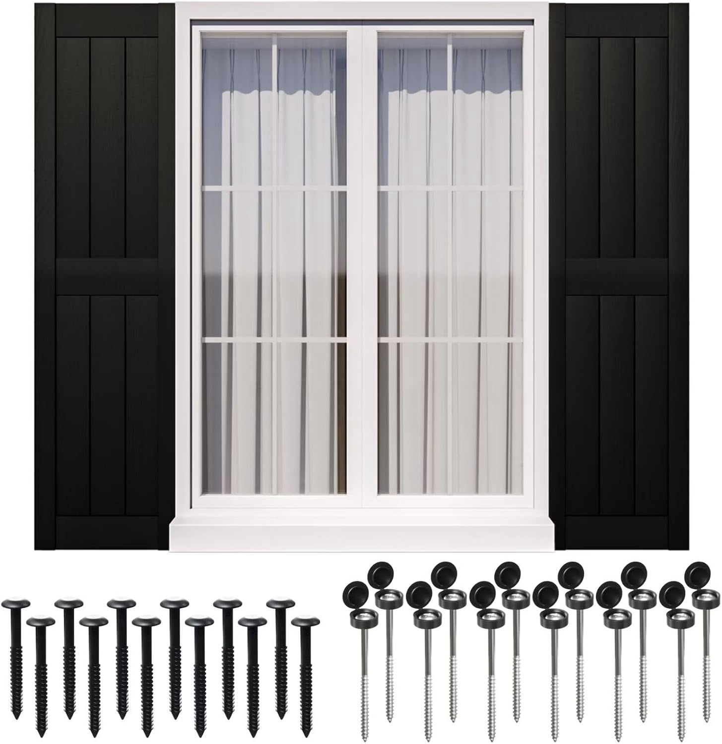 Exterior Window Shutters with 24 Pcs Shutter Fasteners - Weather ...