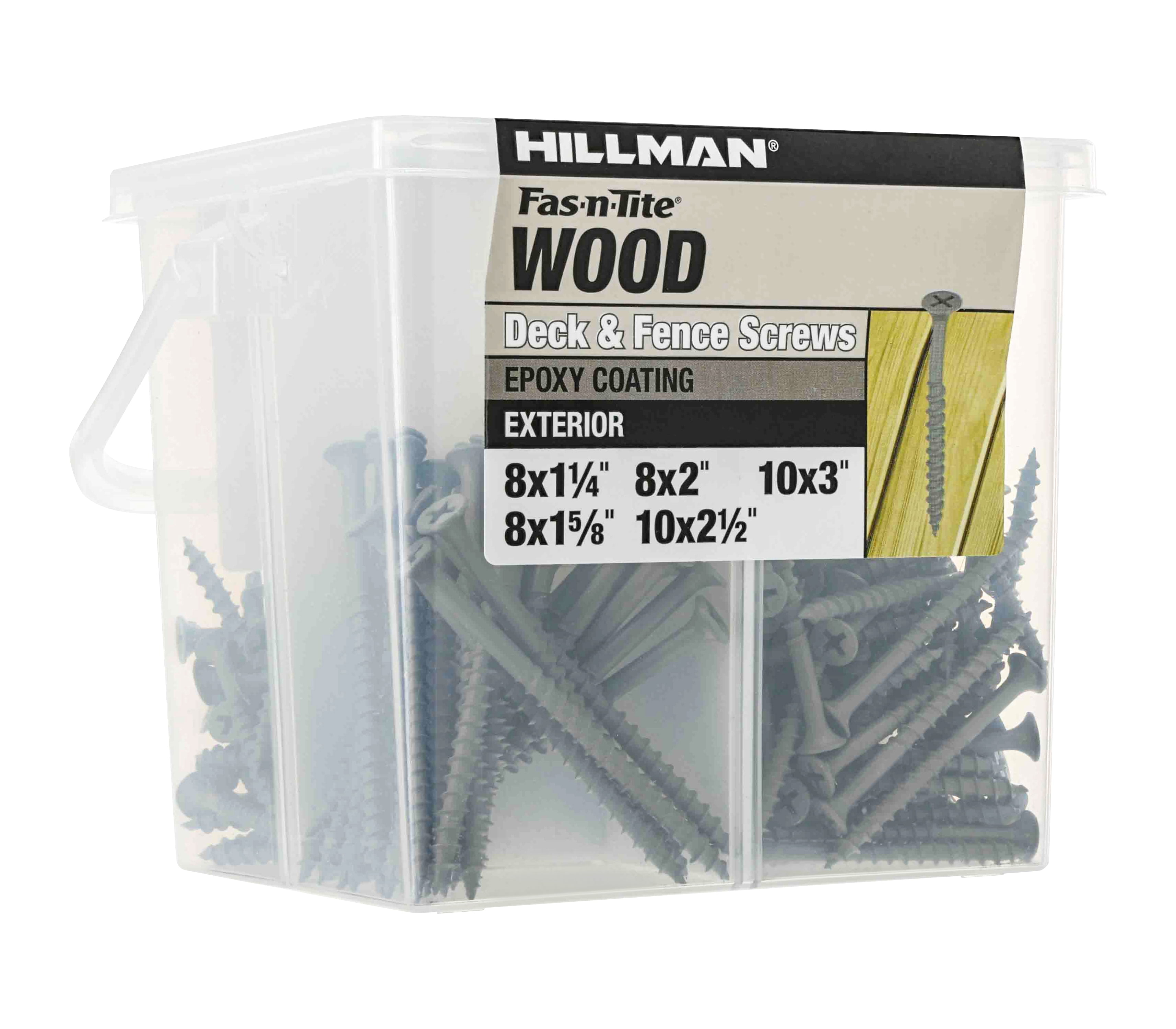 Fas-n-tite Exterior Wood Screw Assortment Tub, Various Sizes, Steel ...