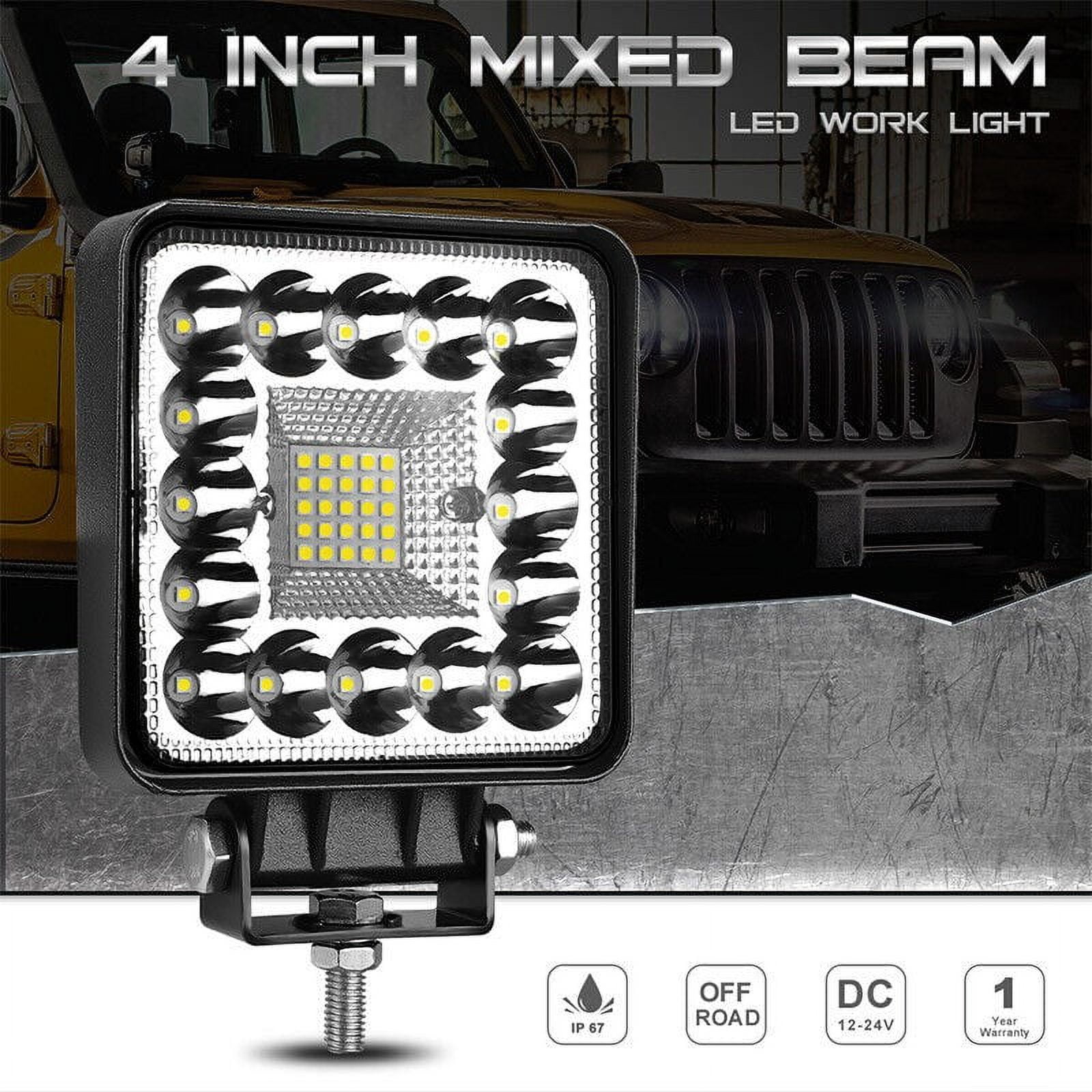 Exterior Work Lights Driving Lamp 1pcs 4 Inch 6000K White ATV SUV Flood ...