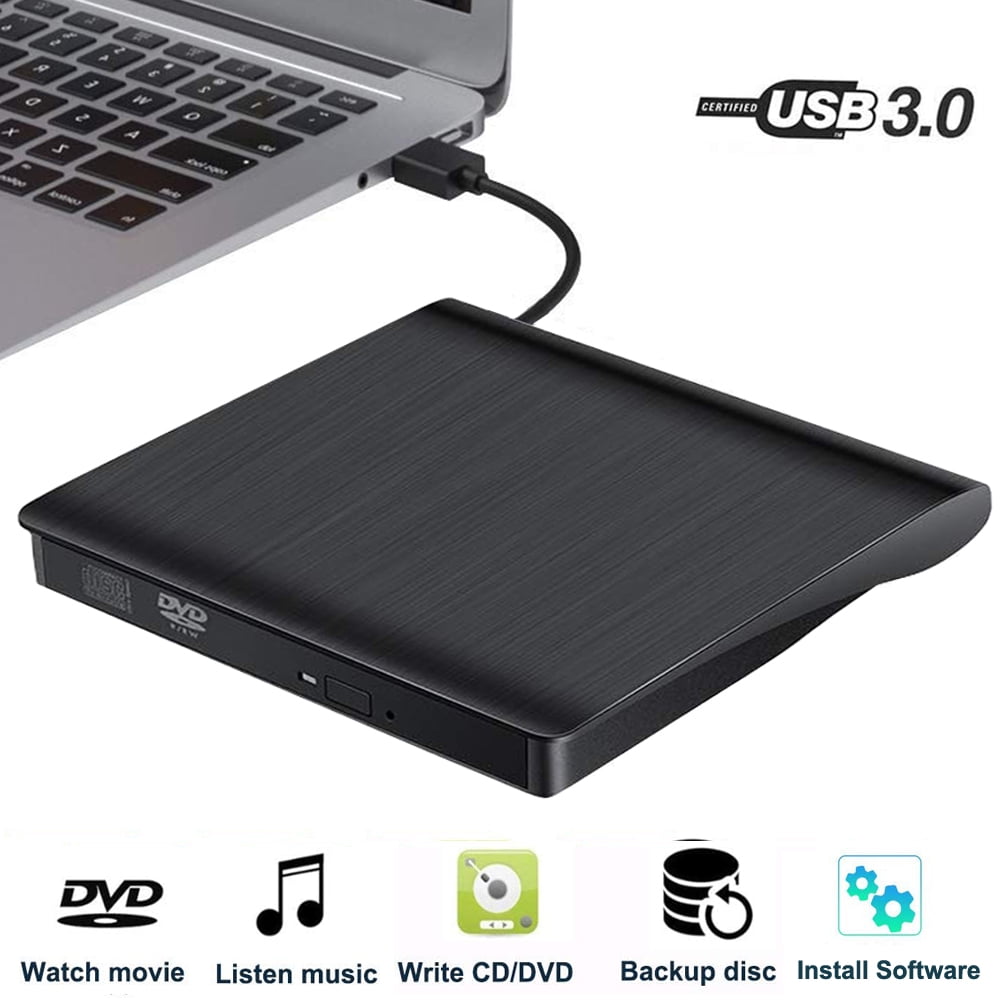 Amotus External CD/DVD Drive, USB 3.0, Type-C, Portable DVD Rewriter ...