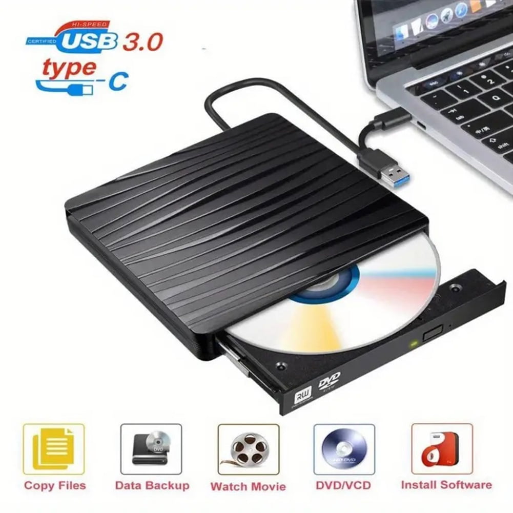 Eimolife Portable External CD DVD Drive for Laptop, 5-in-1 USB 3.0 Type ...