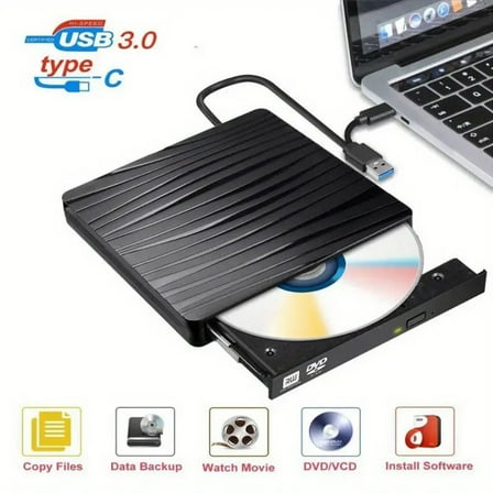 HP External CD DVD RW Drive, Slim Portable USB Optical Drive, Black ...