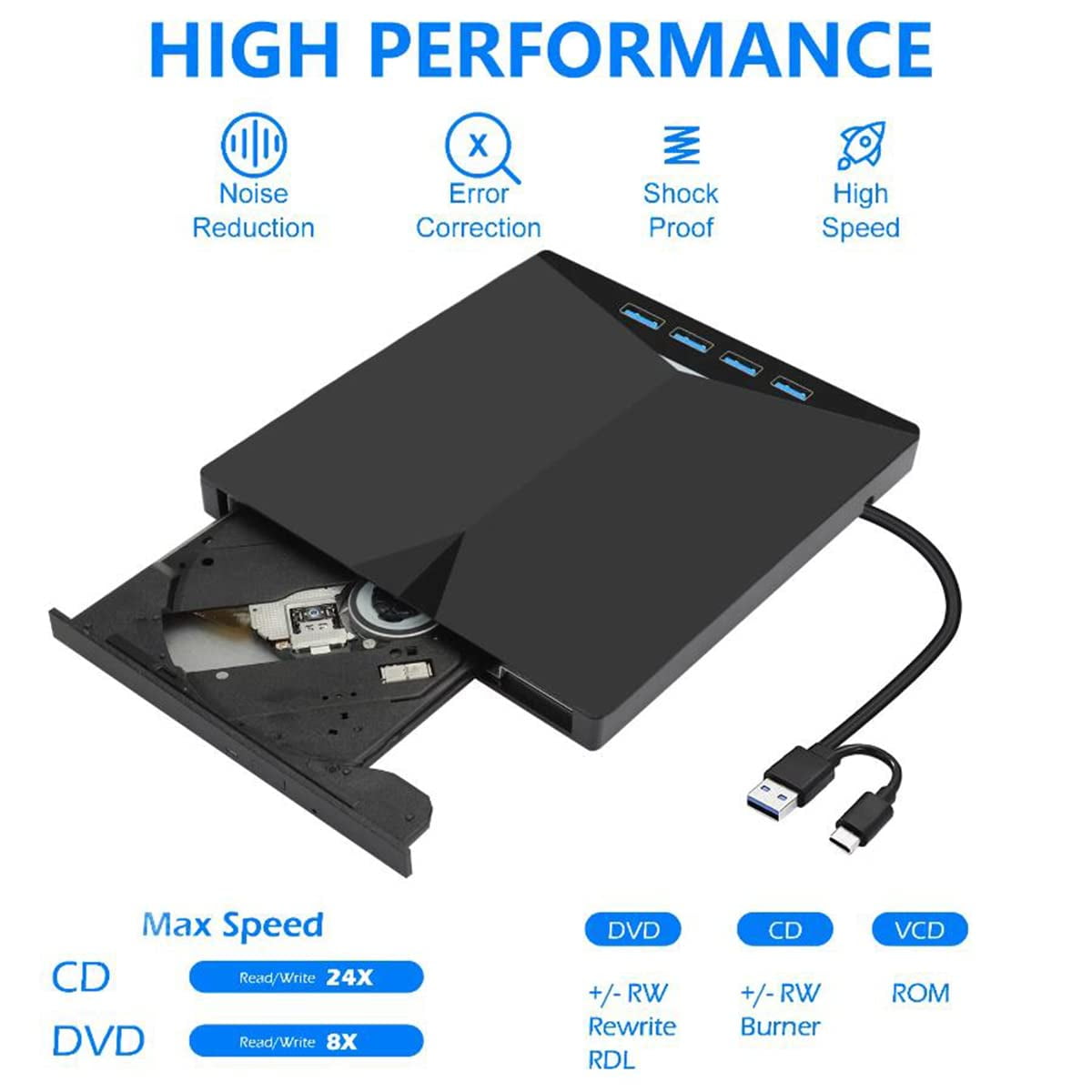 External CD / DVD Drive for Laptop, CD Reader for Laptop, Embedded ...