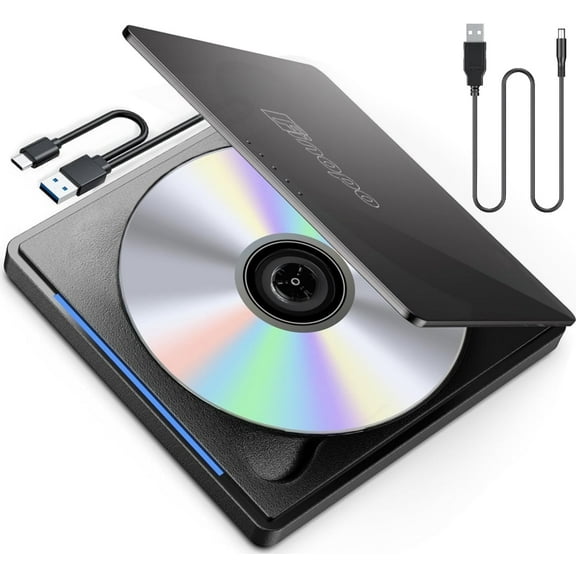 RREGER-External CD/DVD Drive for Laptop, DVD Player for Laptop, 8 in 1 ...