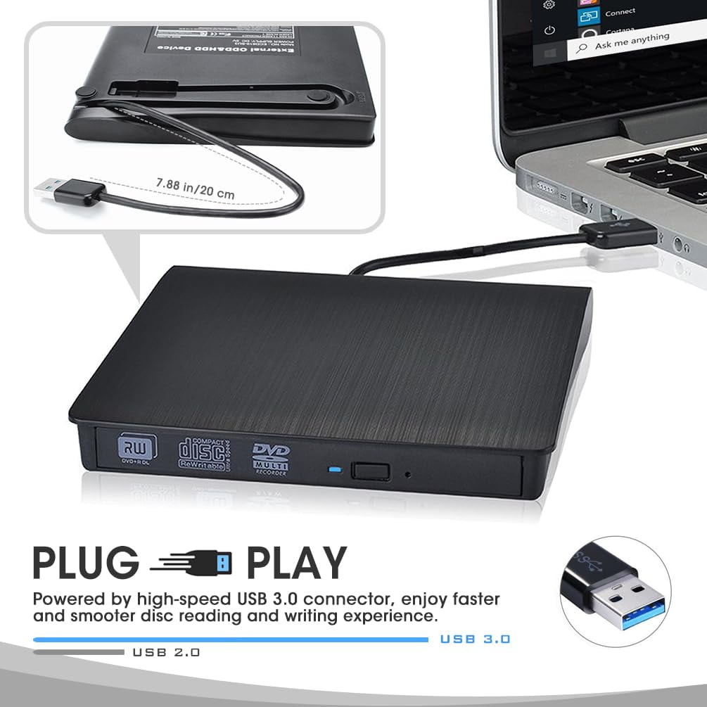 ZOUYUE USB 3.0 External CD-ROM DVD+/-RW Optical Drive - Walmart.com