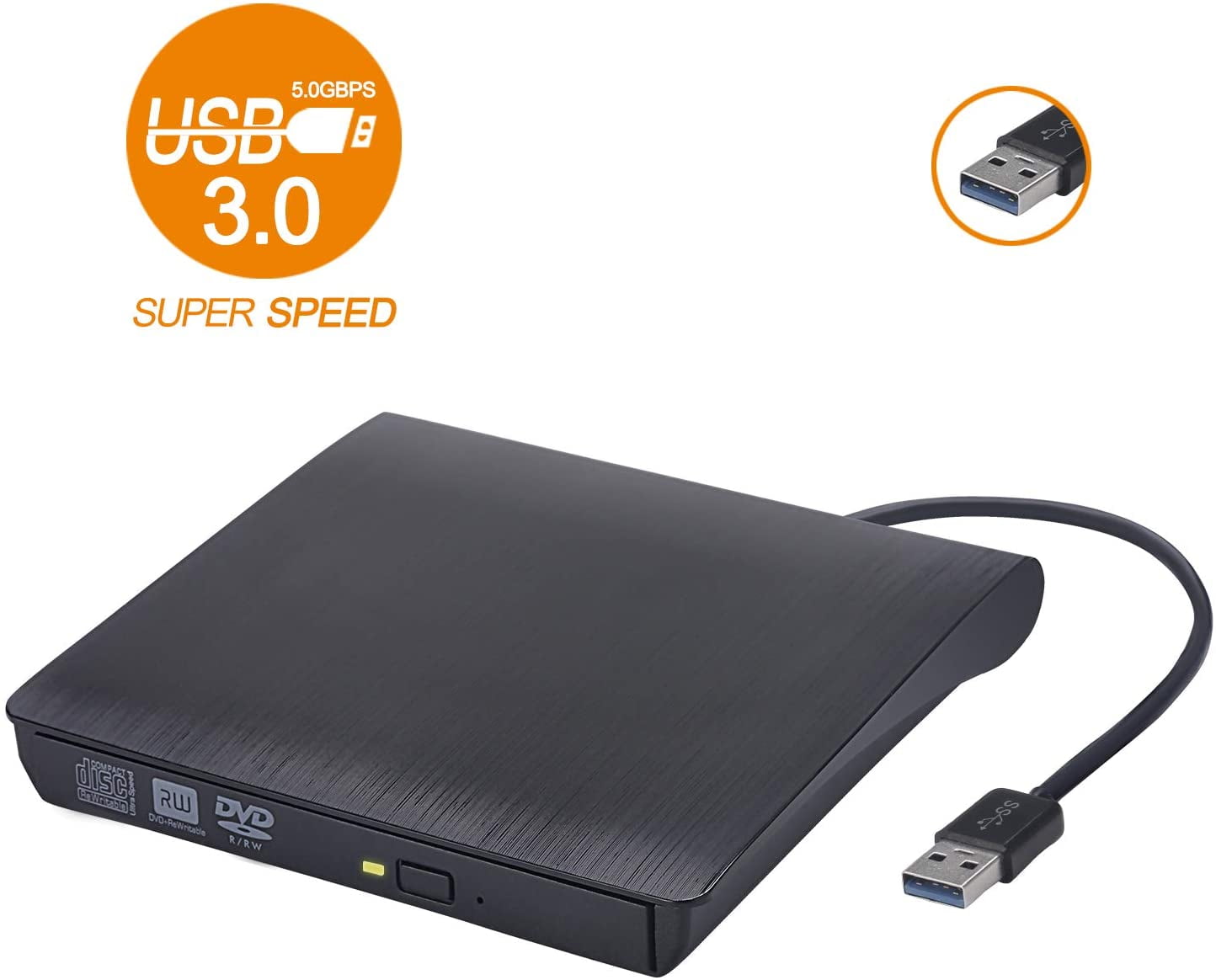 External CD DVD Drive USB 3.0, Premium Portable CD DVD +/-RW Optical ...