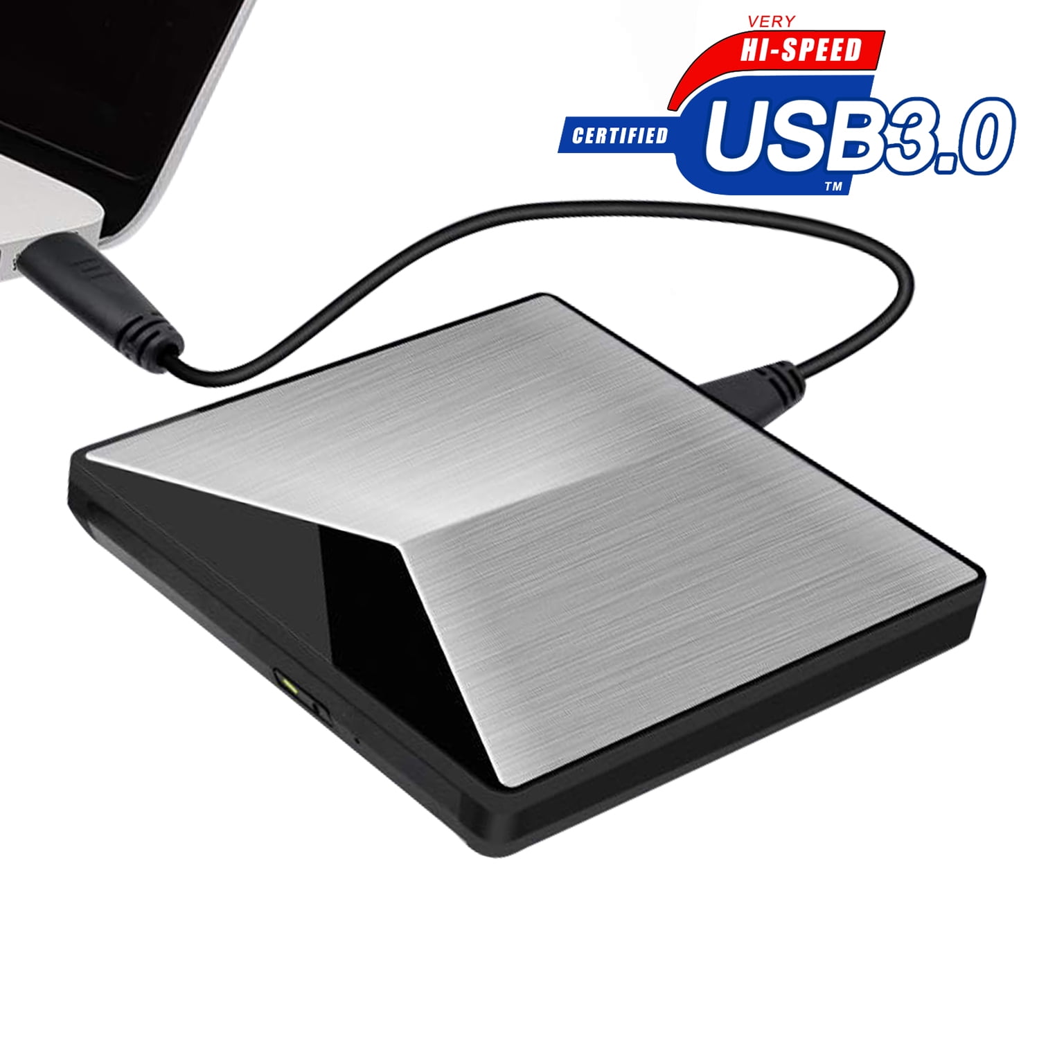 External CD DVD Drive, USB 3.0 Slim Portable External CD DVD Rewriter ...