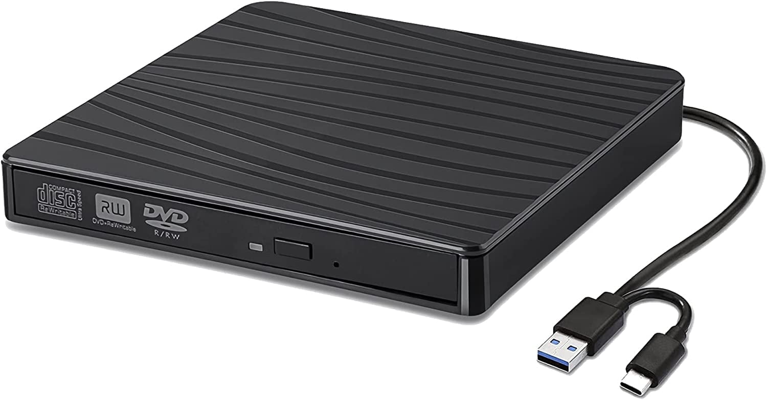 External CD/DVD Drive USB 3.0 & Type-C 2-in-1 Optical CD DVD +/-RW ...