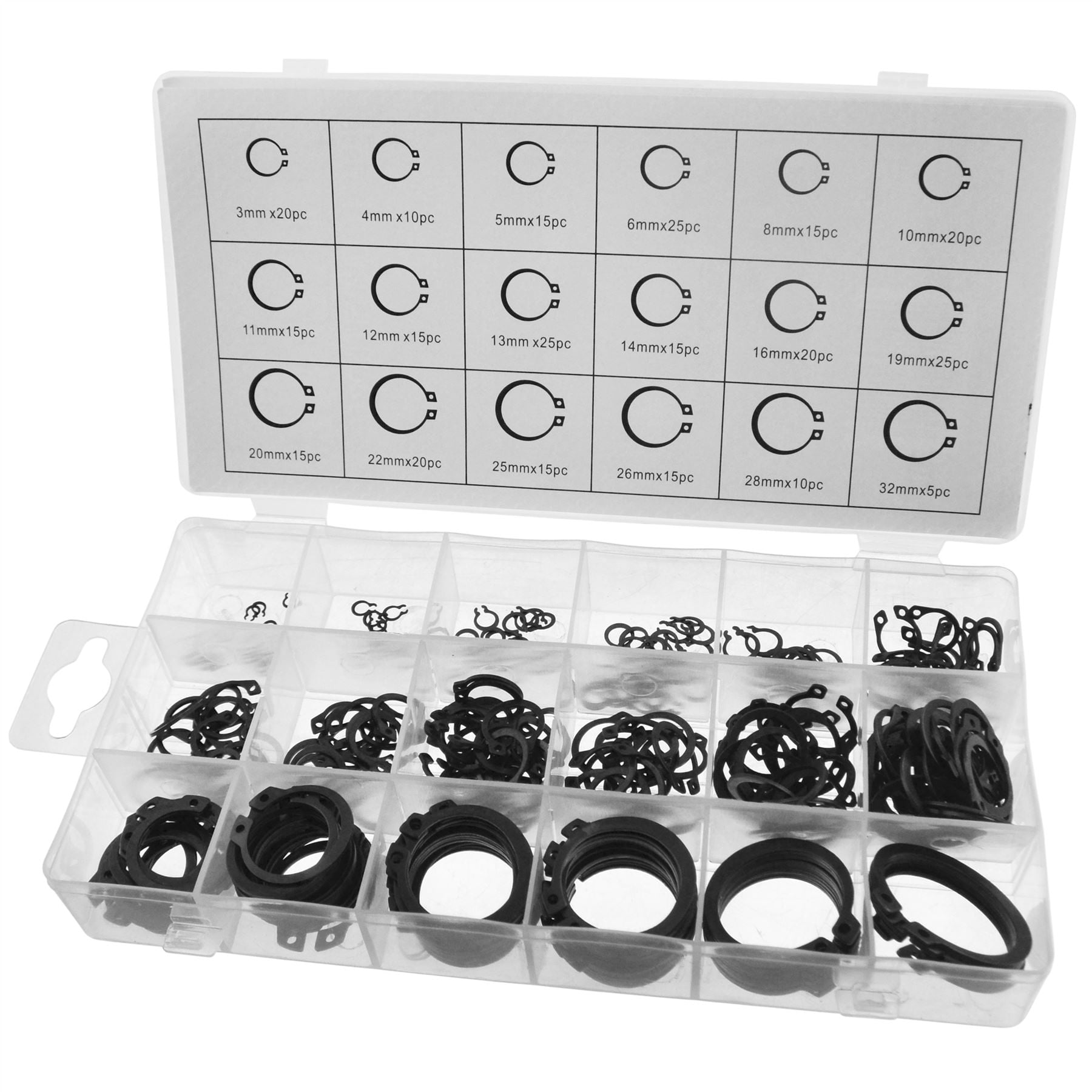 External Circlip / Snap Retaining Ring Assortment Set 300pc AST01 ...